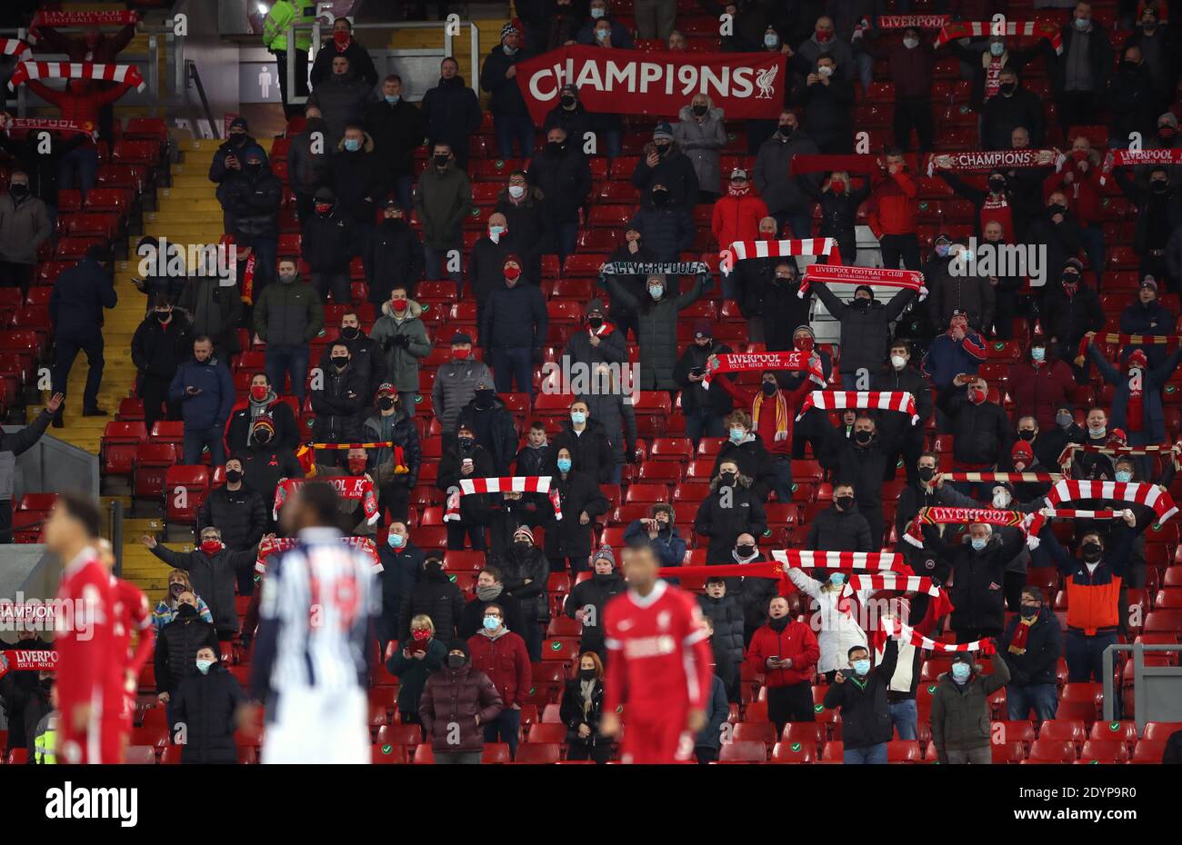 Liverpool fans in the Kop show their support before the Premier League ...