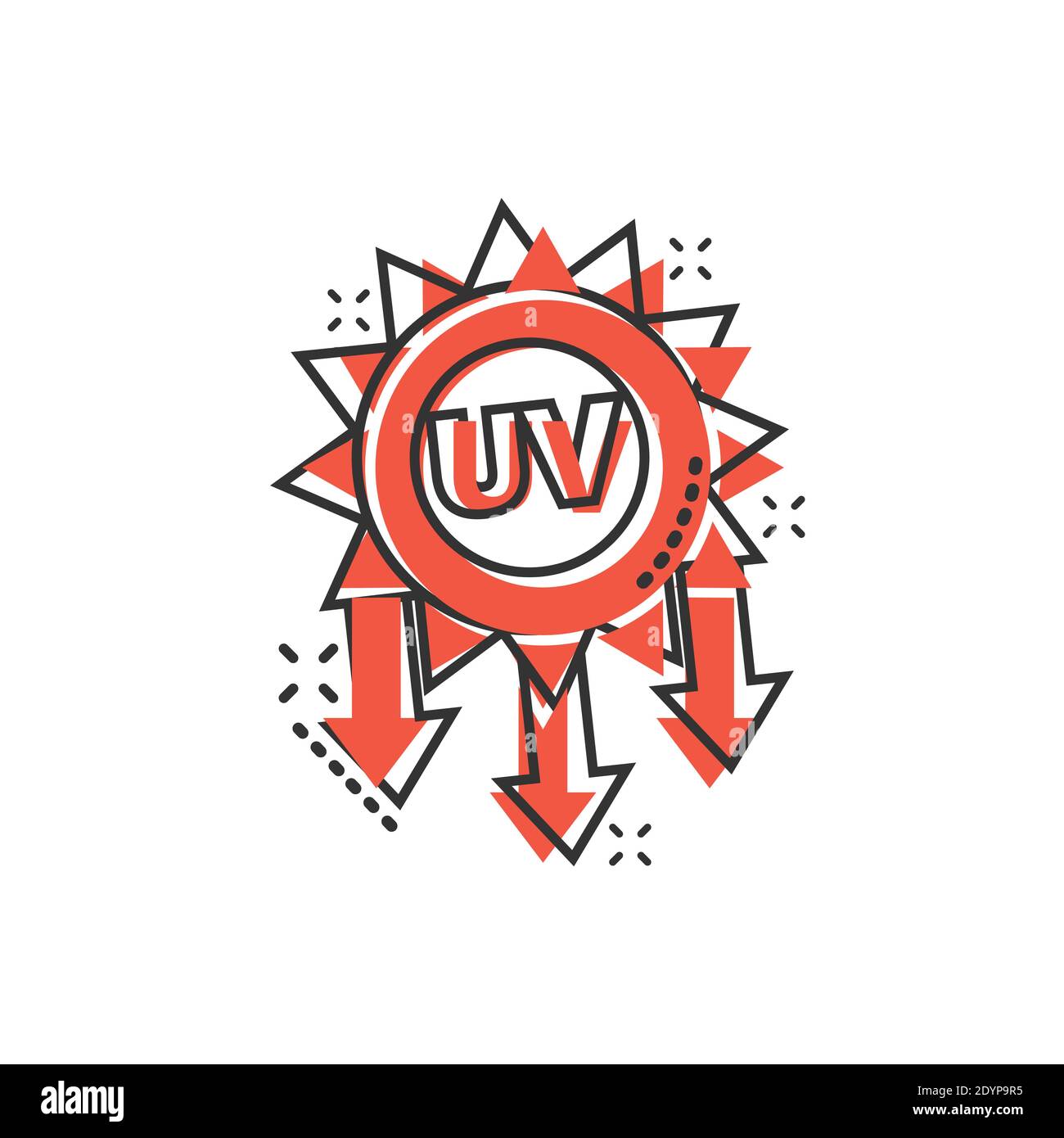 UV radiation icon in comic style. Ultraviolet cartoon vector ...