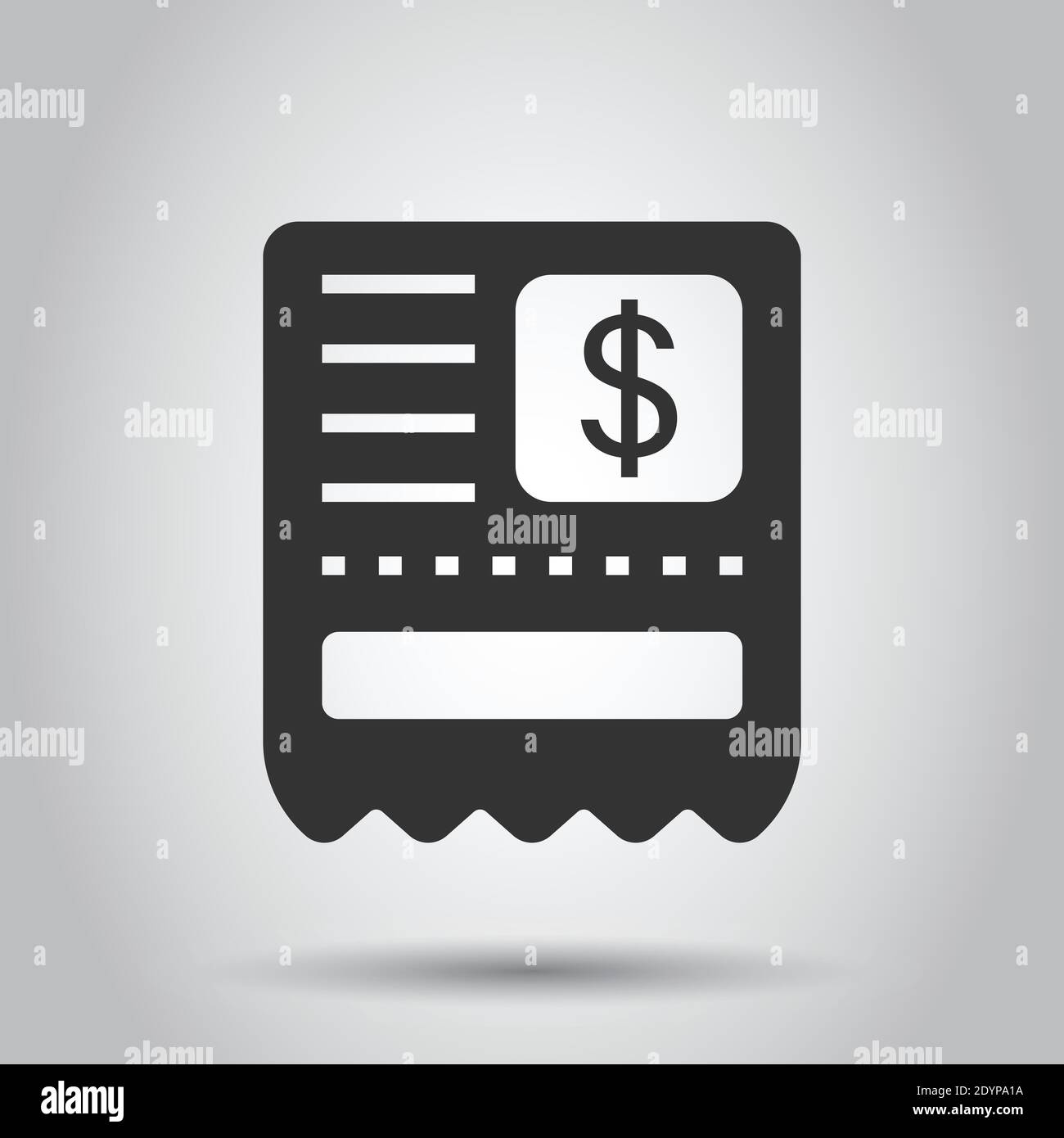 Money check icon in flat style. Checkbook vector illustration on white ...