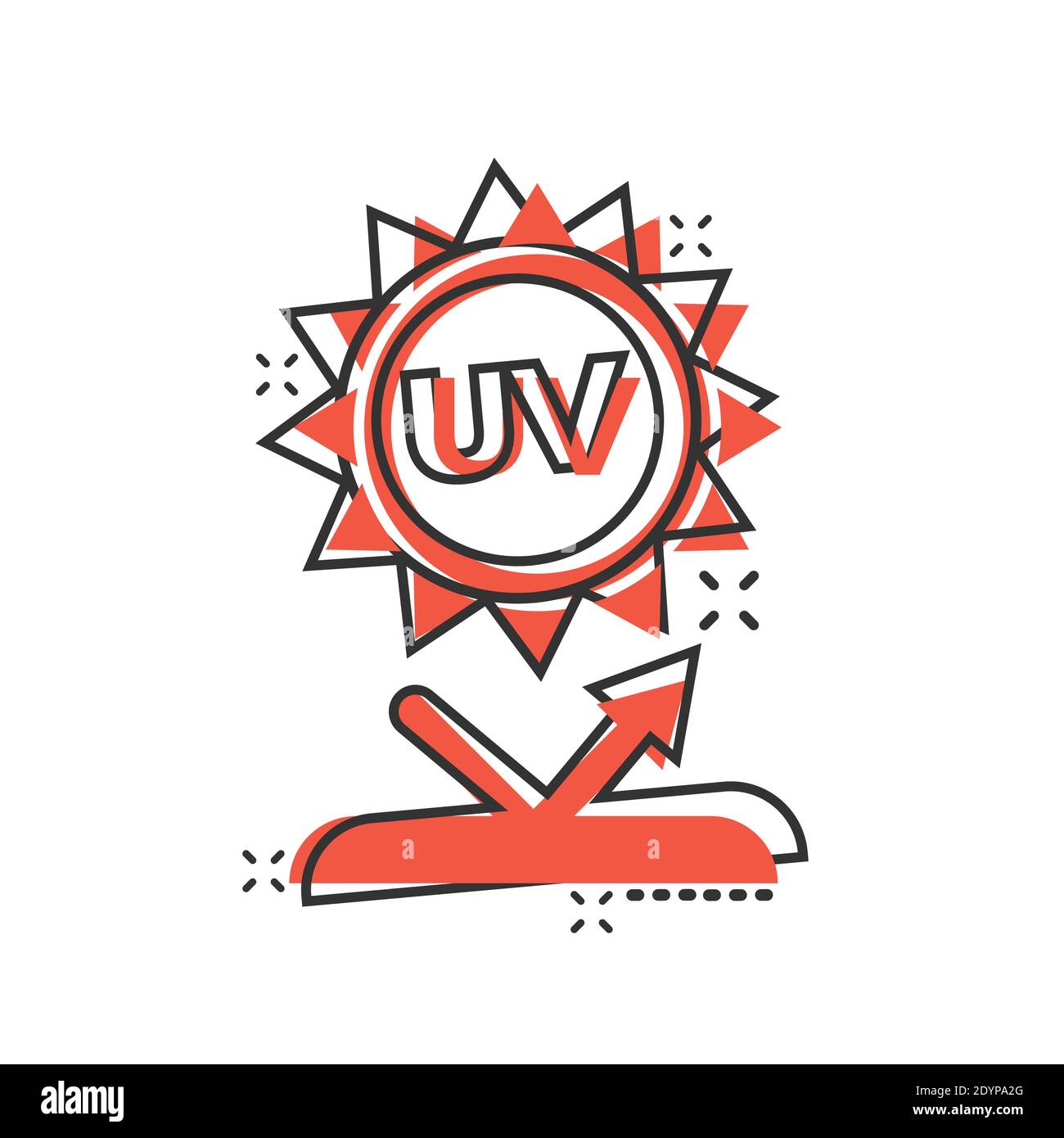 UV radiation icon in comic style. Ultraviolet cartoon vector ...