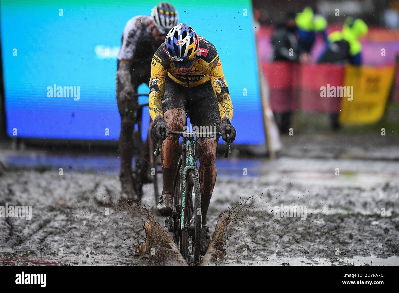 Belgian Wout Van Aert and Dutch Mathieu Van Der Poel pictured in action ...