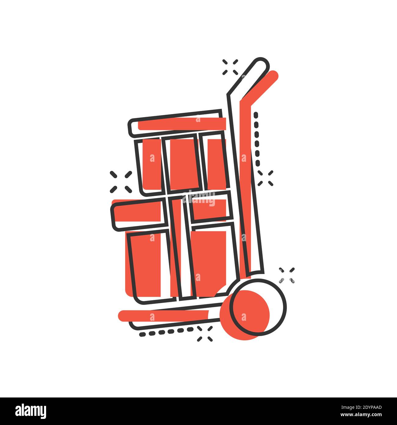 Cargo trolley icon in comic style. Delivery box cartoon vector ...