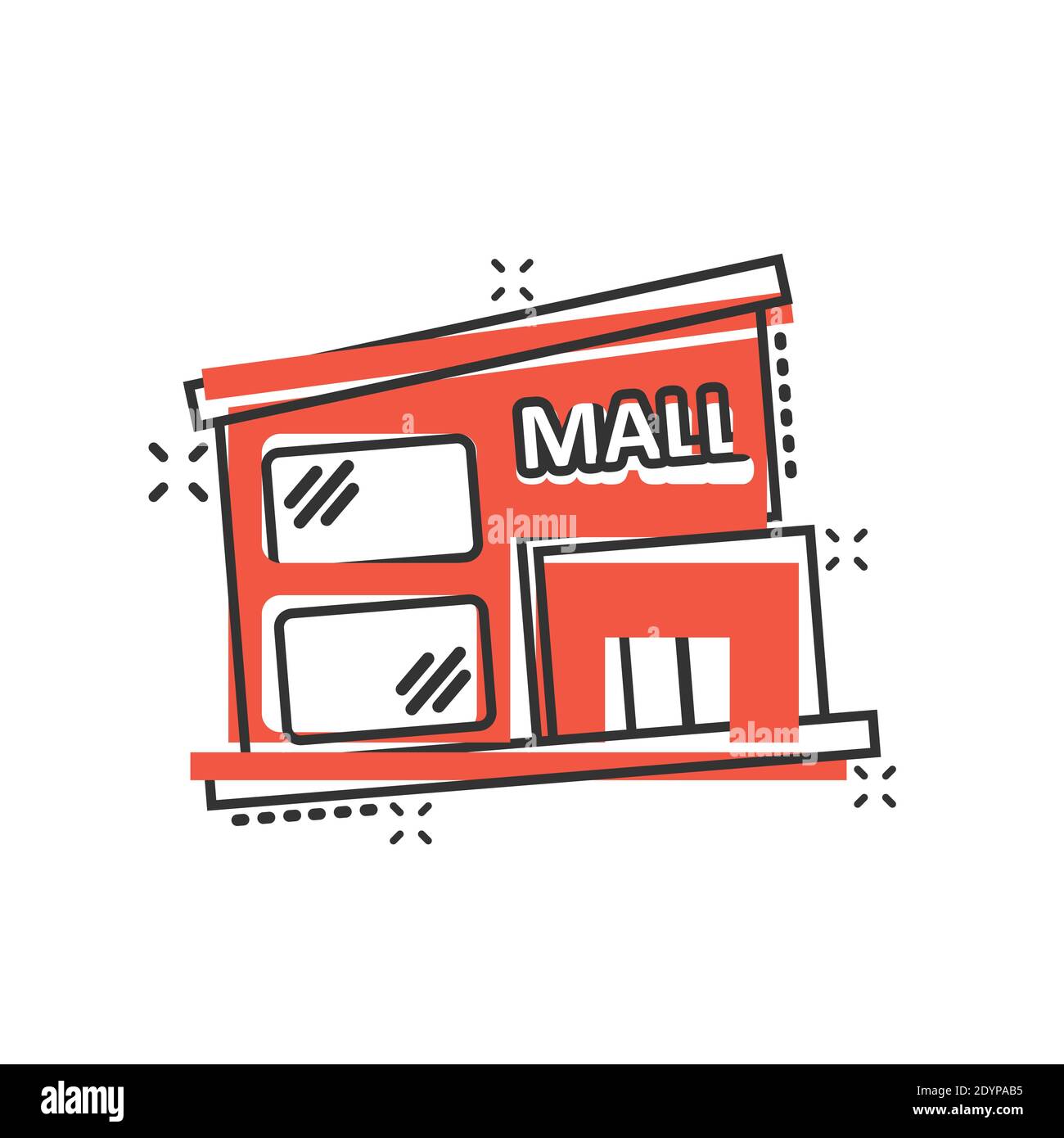 Mall icon in comic style. Store cartoon vector illustration on white ...