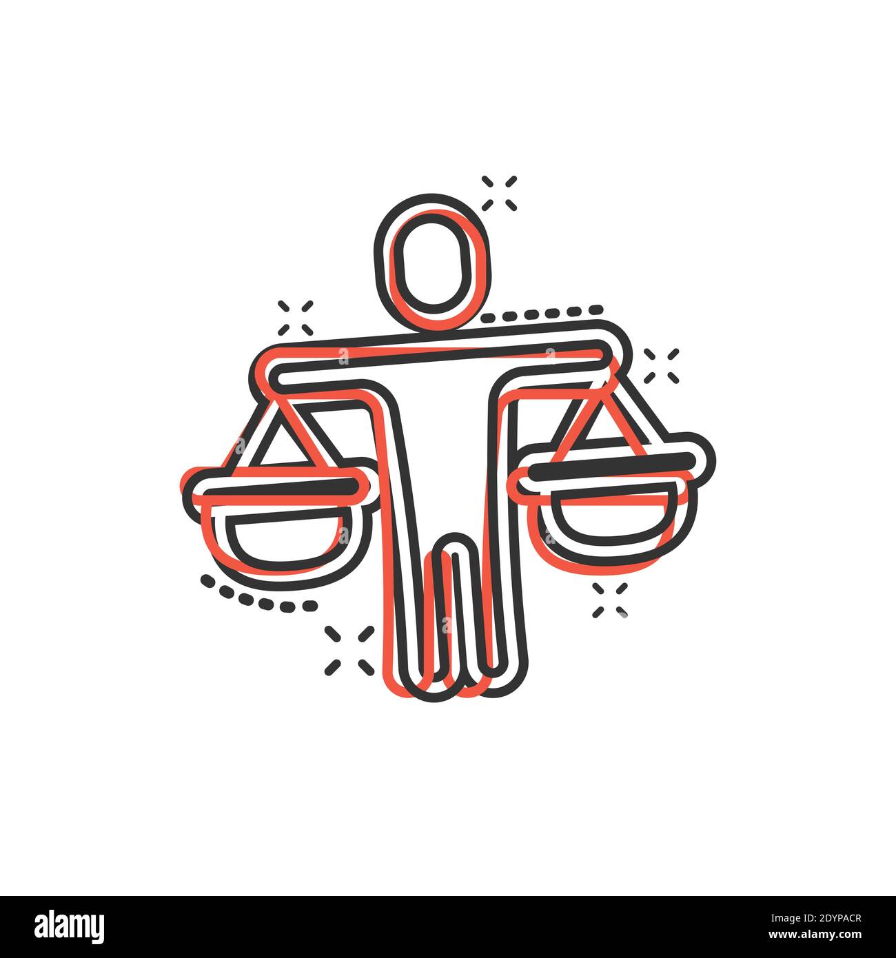 Ethic balance icon in comic style. Honesty cartoon vector illustration ...