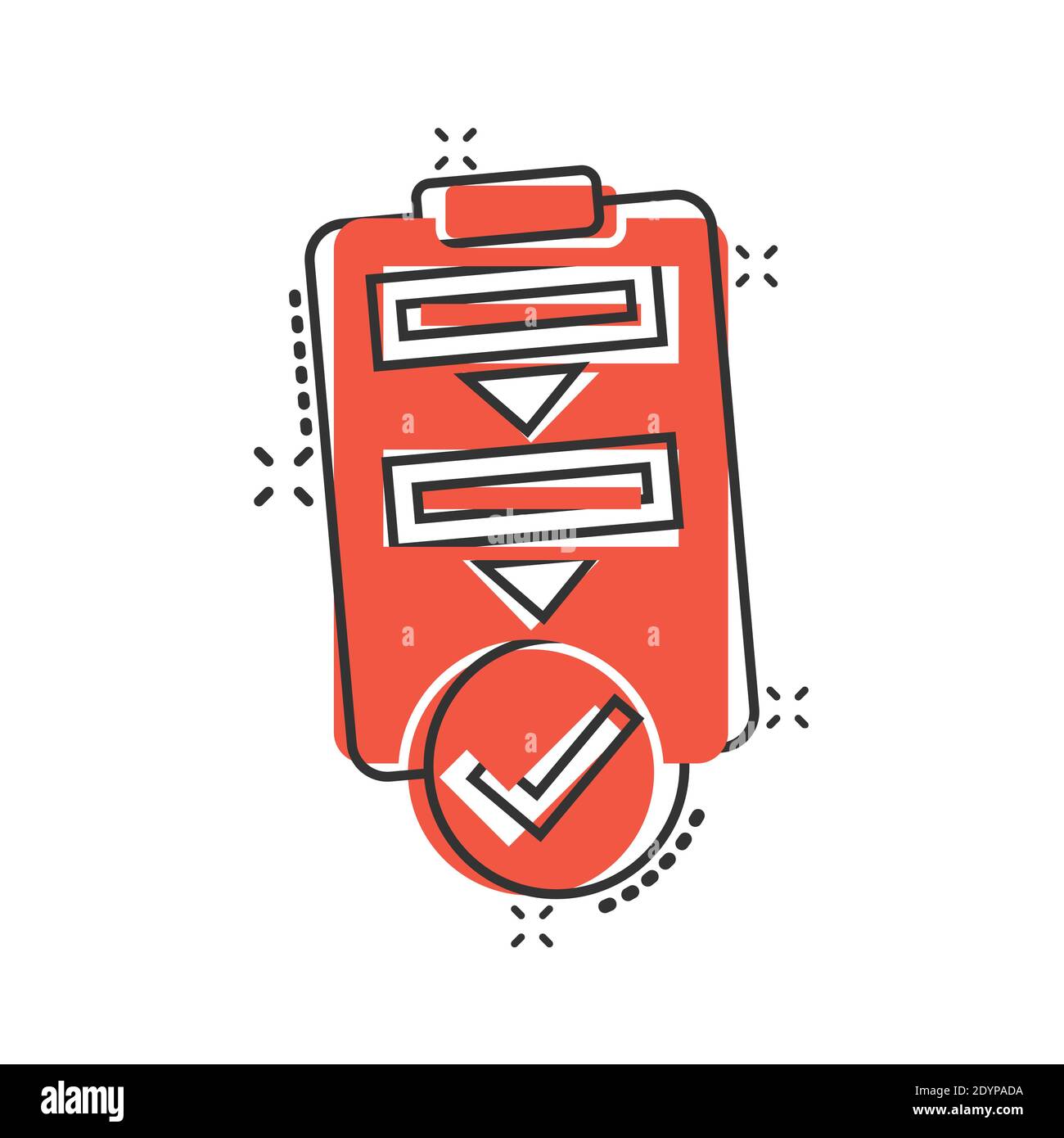 Procedure list icon in comic style. Document project cartoon vector ...