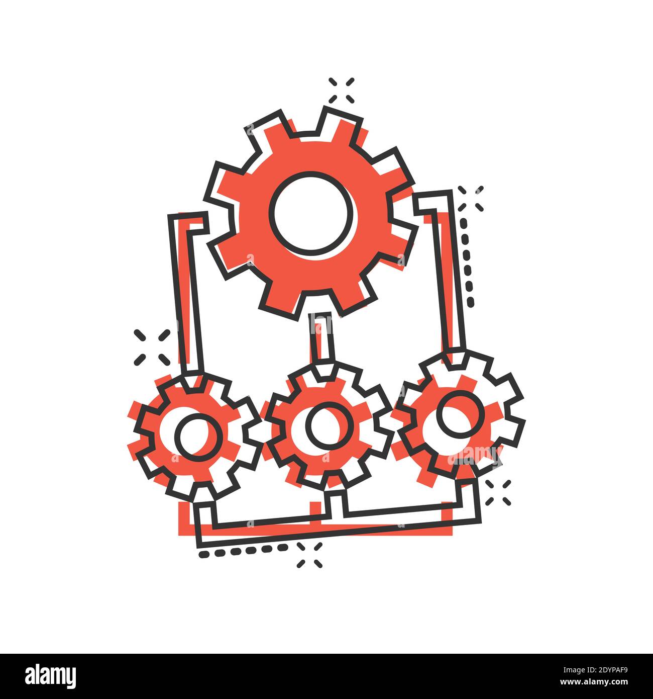 Improvement icon in comic style. Gear project cartoon vector ...