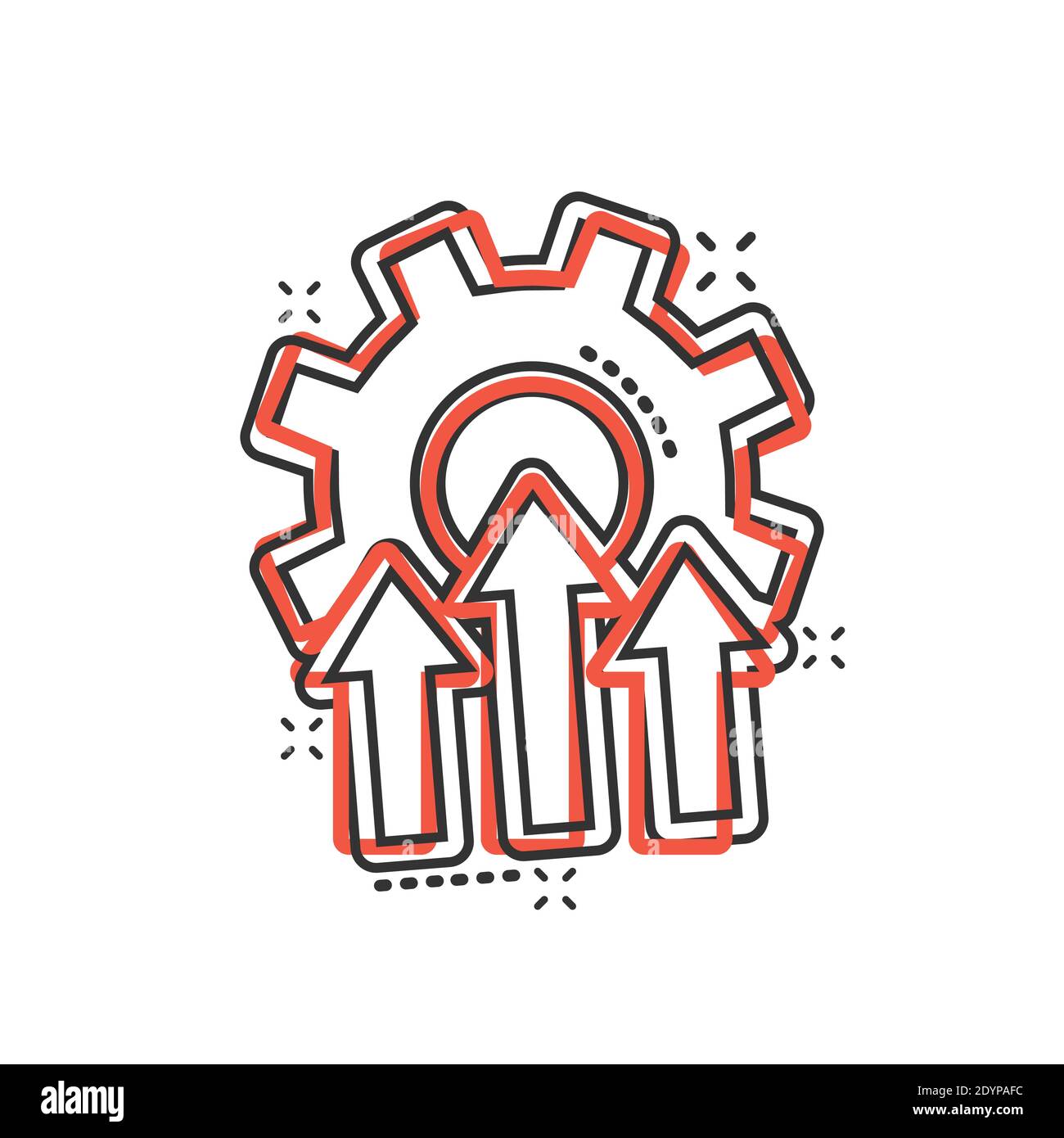 Improvement icon in comic style. Gear project cartoon vector ...