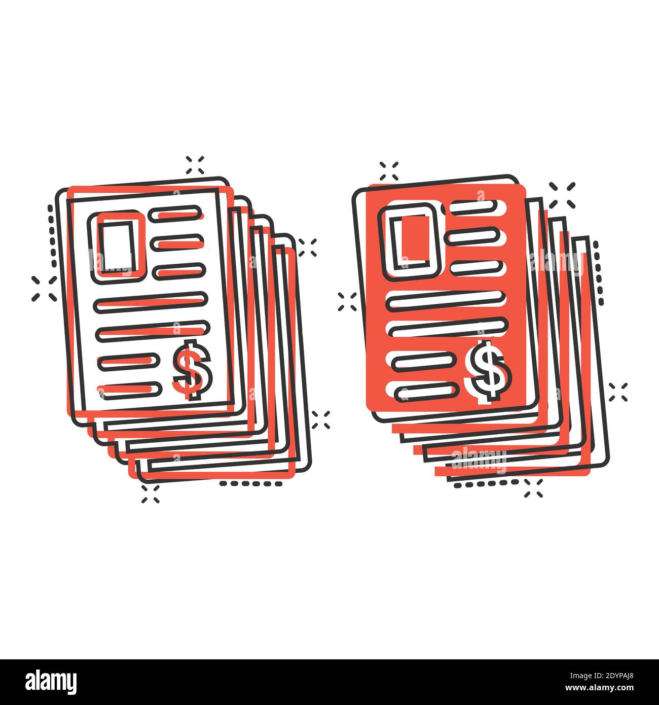Financial statement icon in comic style. Document cartoon vector ...
