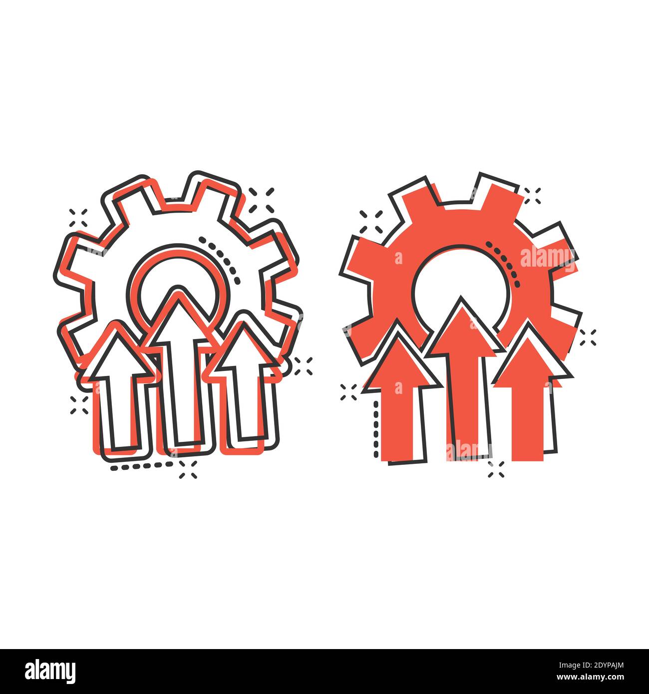 Improvement icon in comic style. Gear project cartoon vector ...