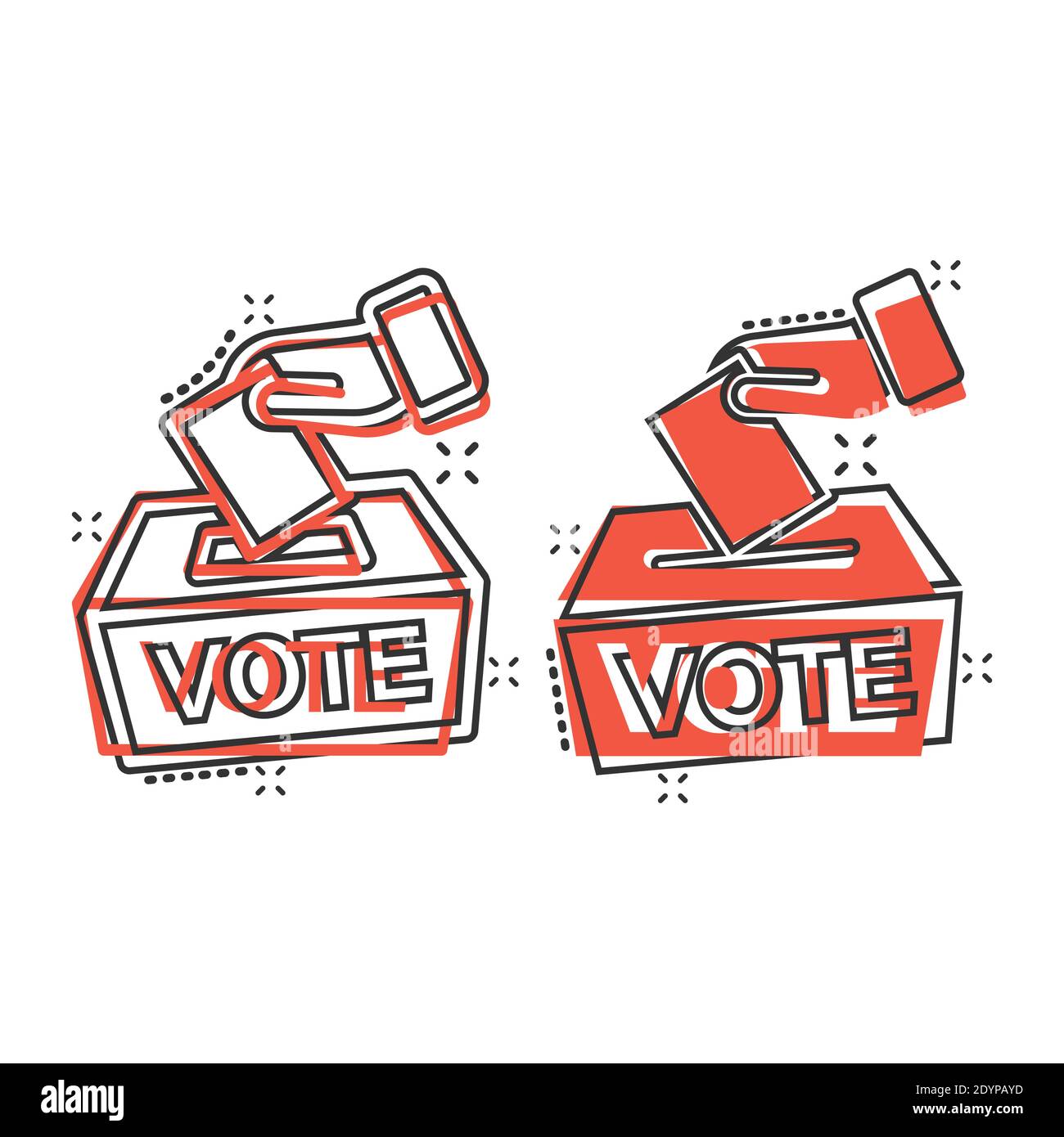 Vote icon in comic style. Ballot box cartoon vector illustration on ...