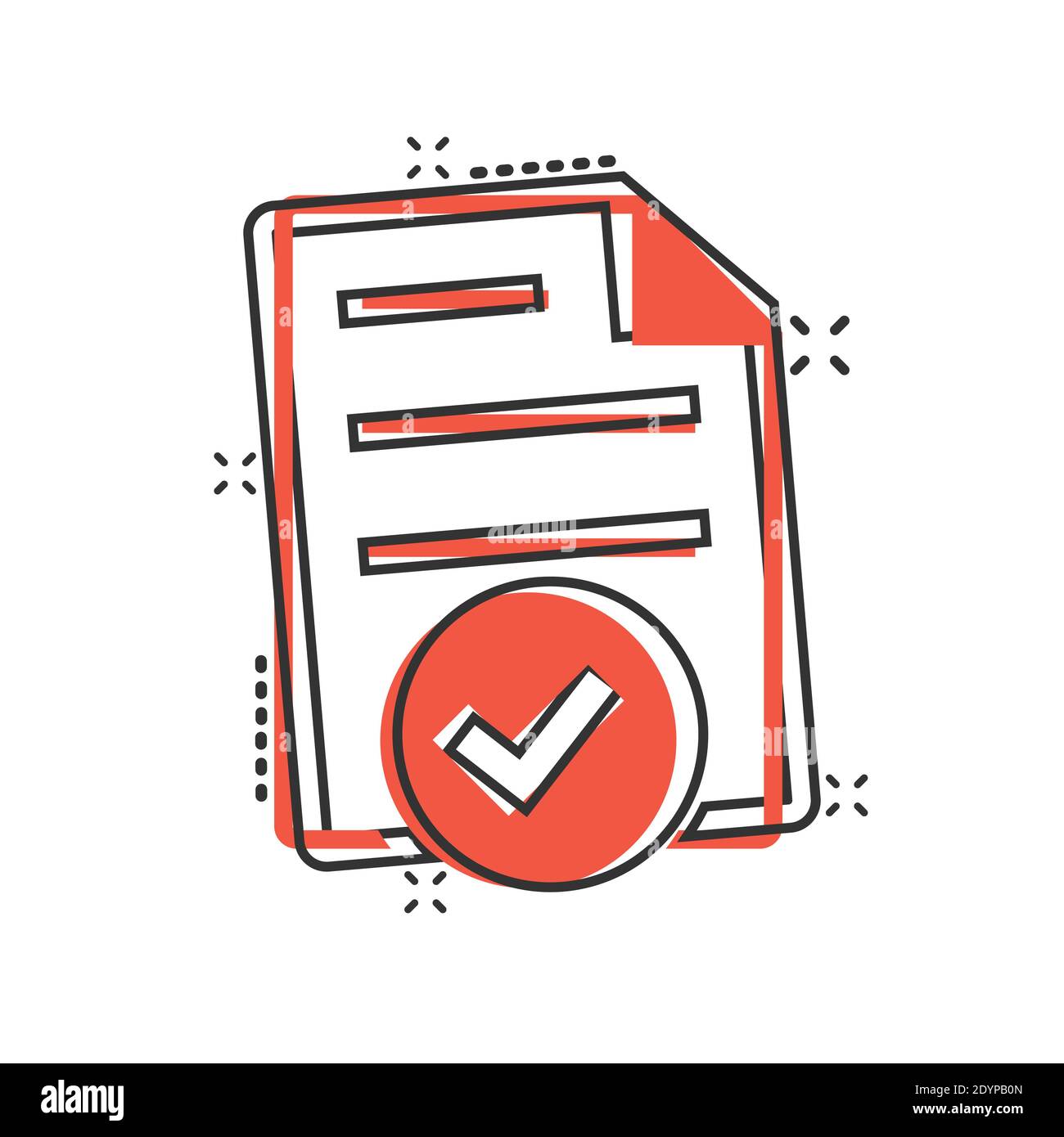 Document accepted icon in comic style. Correct cartoon vector ...