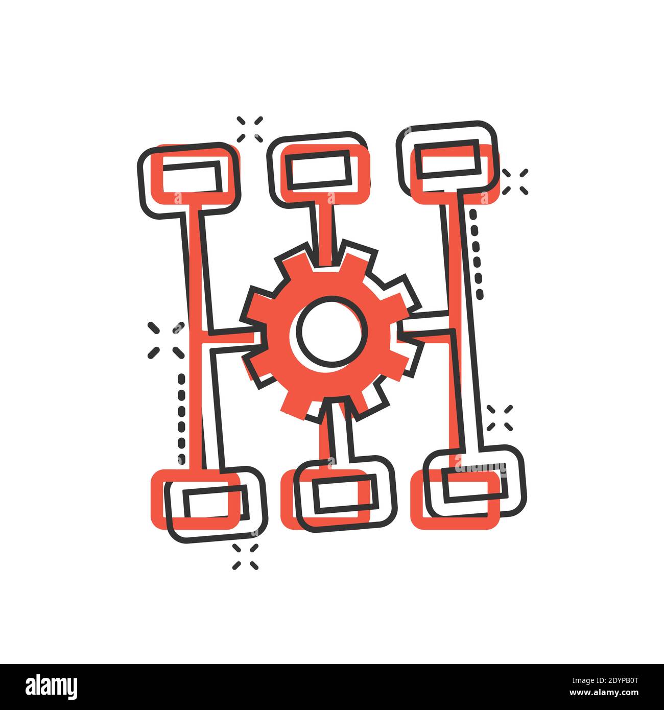 Improvement icon in comic style. Gear project cartoon vector ...