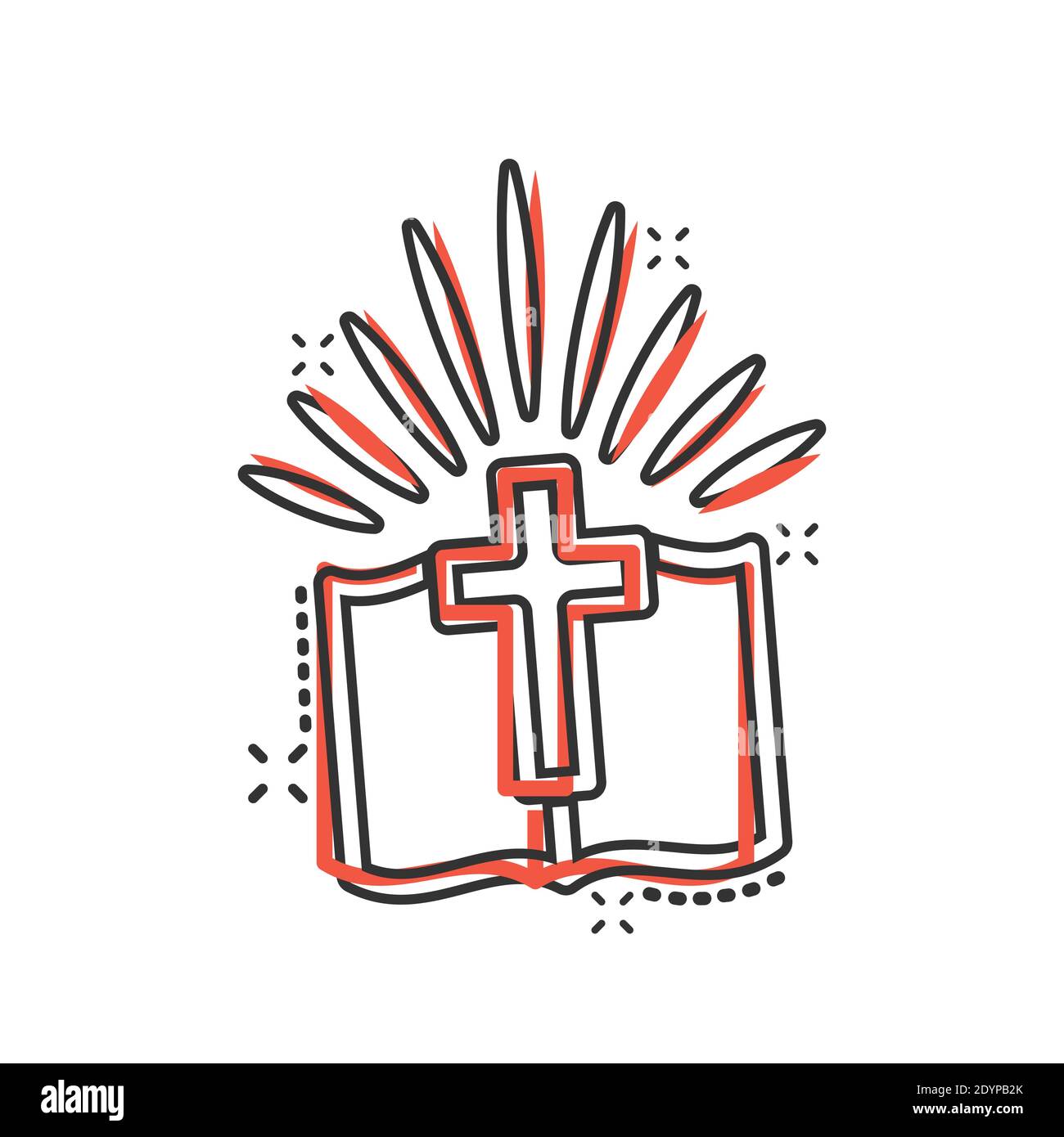 Bible book icon in comic style. Church faith cartoon vector ...
