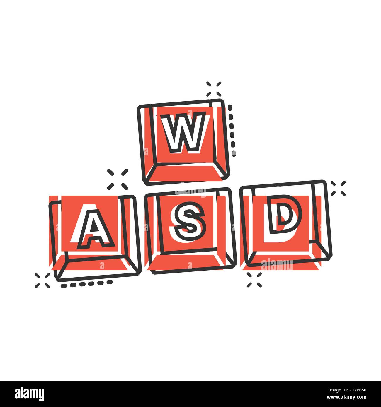 Wasd button icon in comic style. Keyboard cartoon vector illustration ...