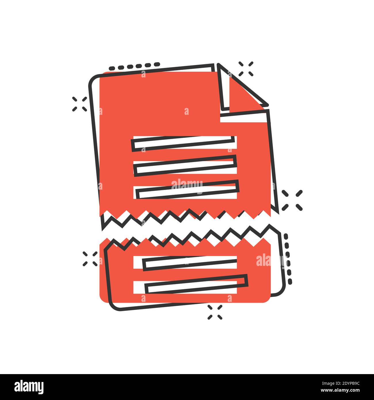 Document error icon in comic style. Broken report cartoon vector ...
