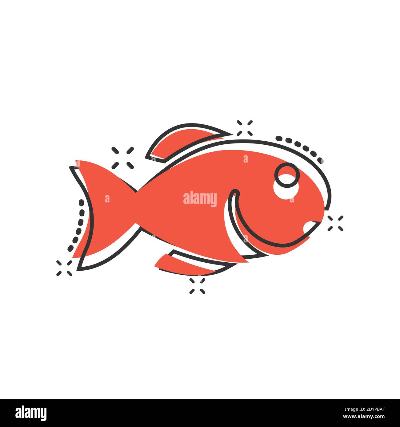 Fish icon in comic style. Seafood cartoon vector illustration on white ...