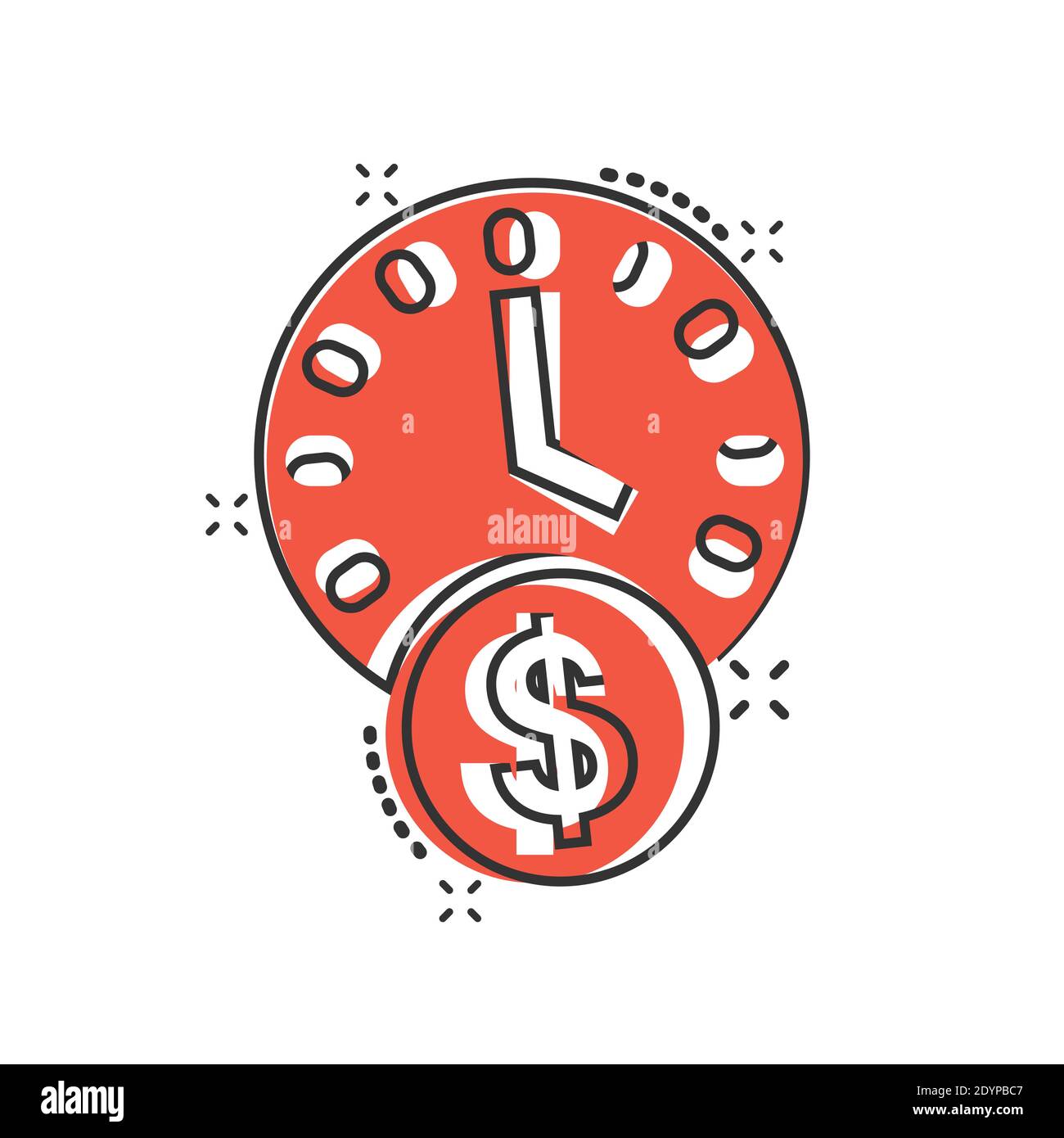 Time is money icon in comic style. Project management cartoon vector ...