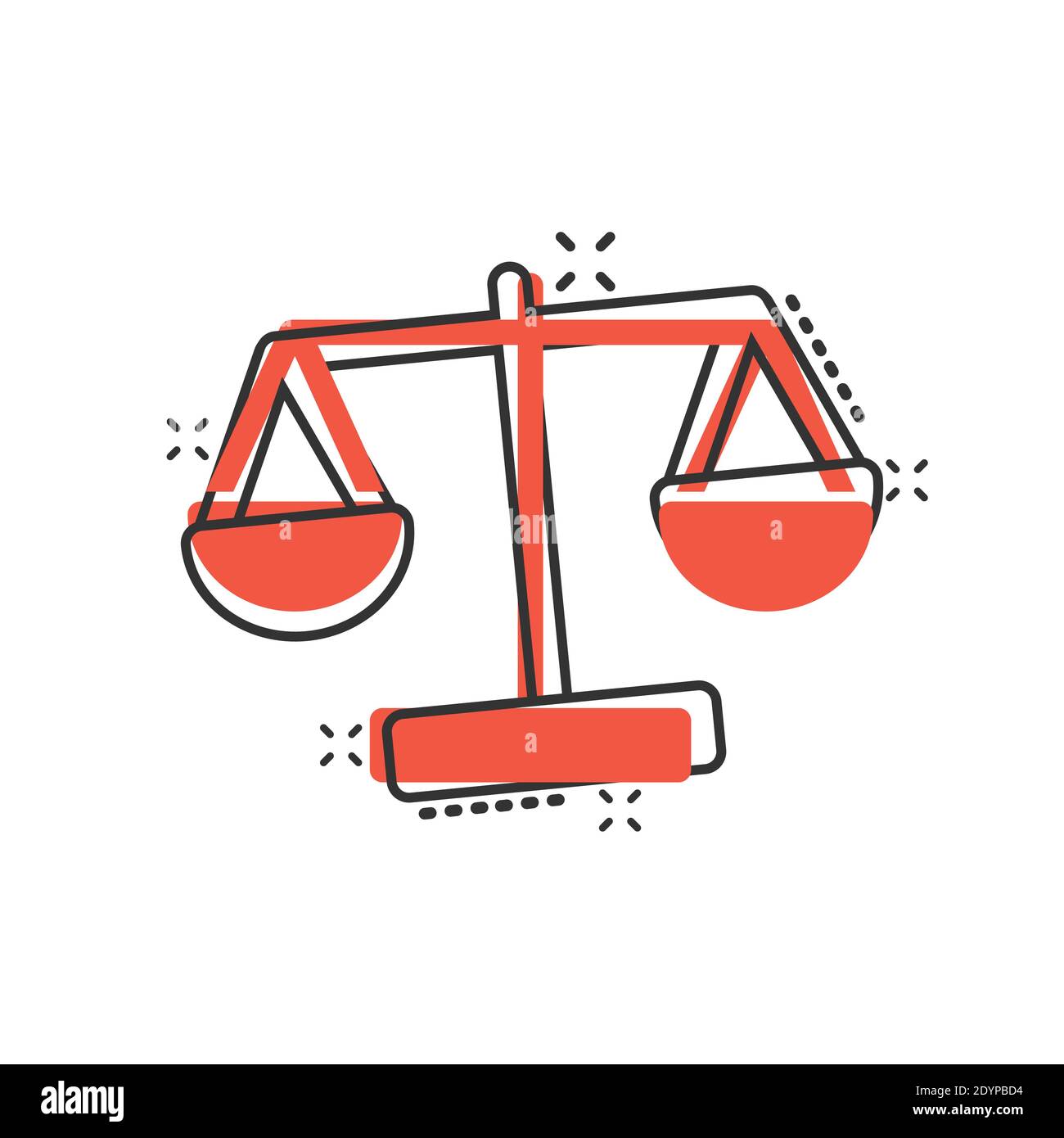 Scale balance icon in comic style. Justice cartoon vector illustration ...