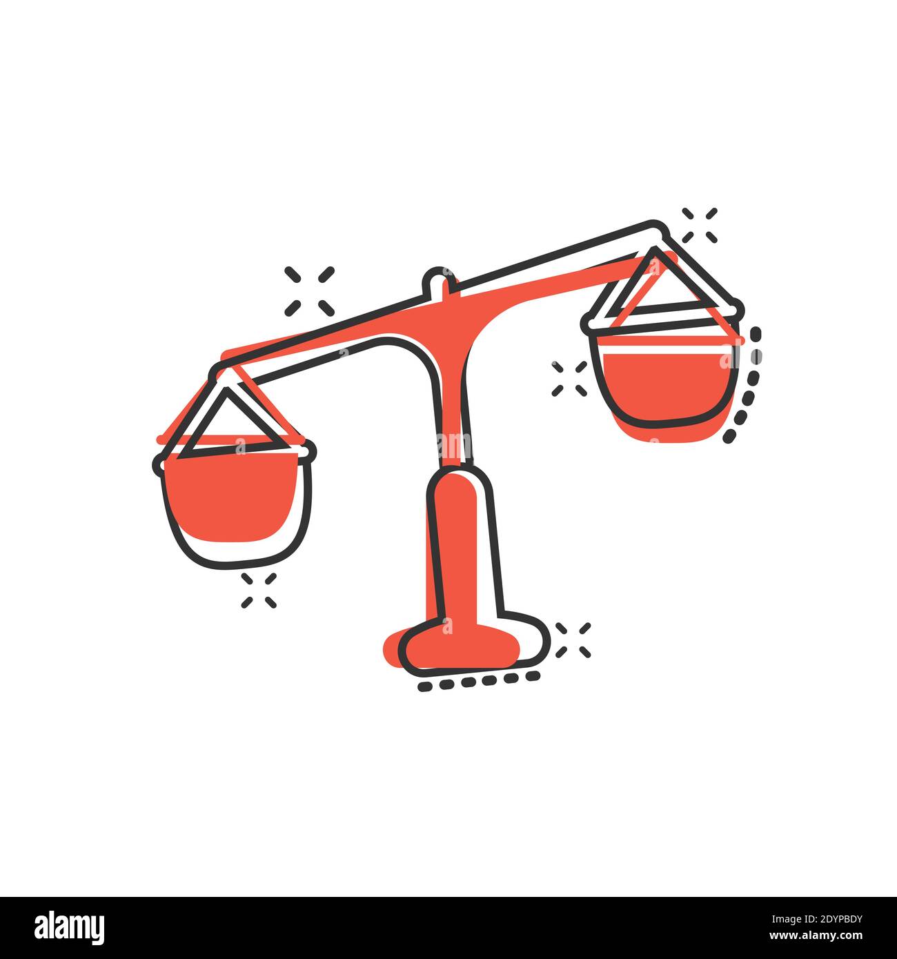 Scale balance icon in comic style. Justice cartoon vector illustration ...