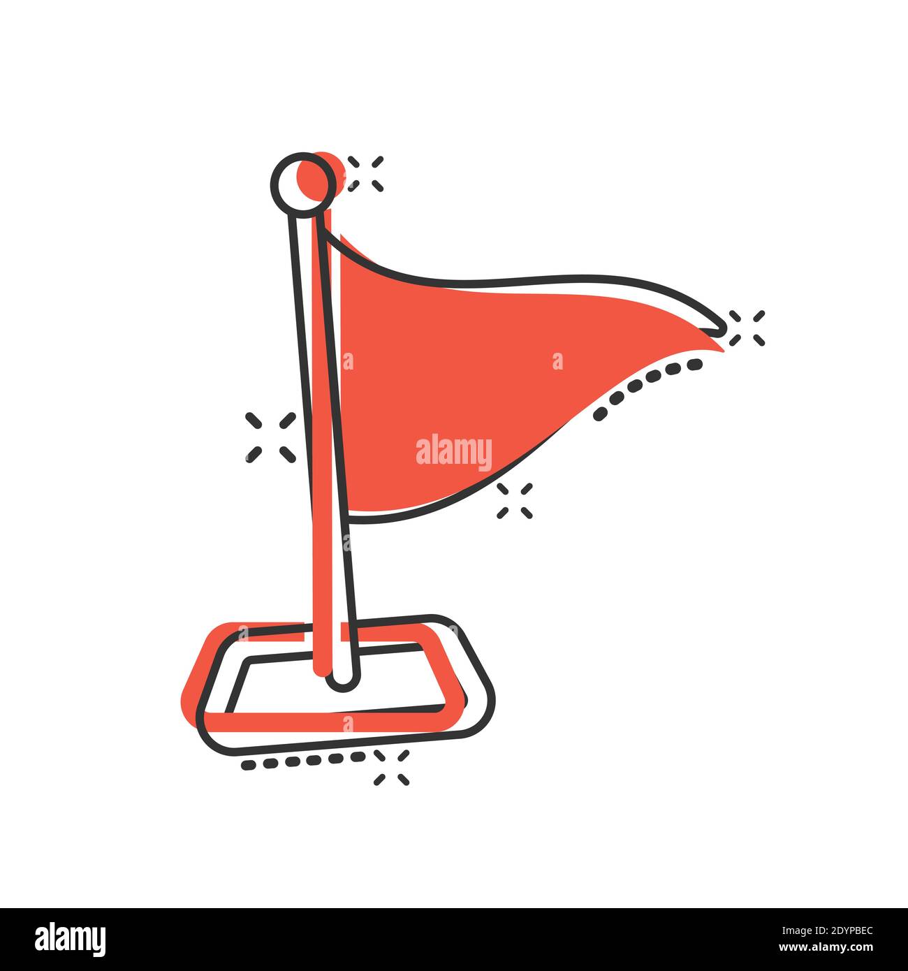 Flag icon in comic style. Pin cartoon vector illustration on white ...