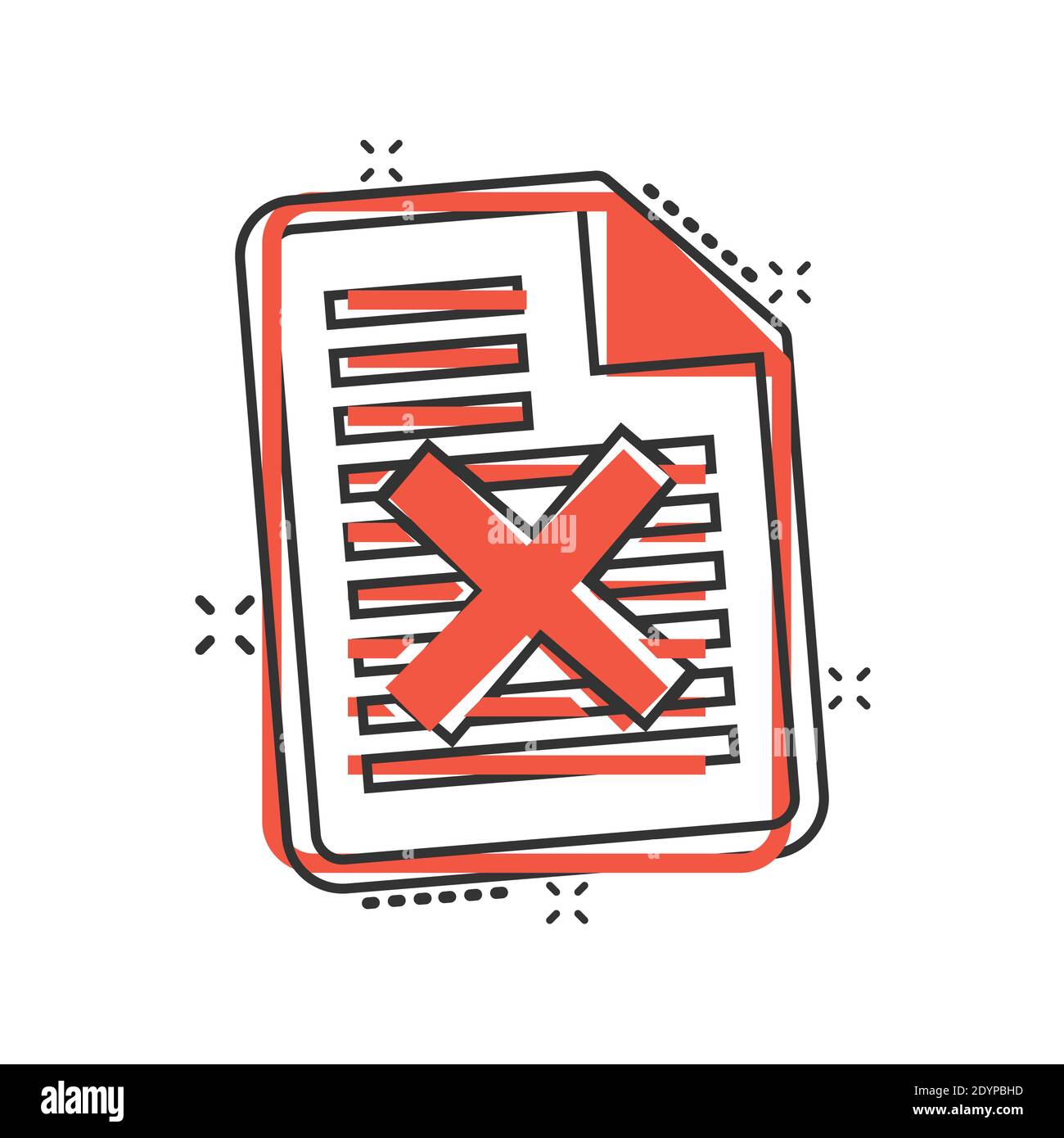 Document error icon in comic style. Broken report cartoon vector ...