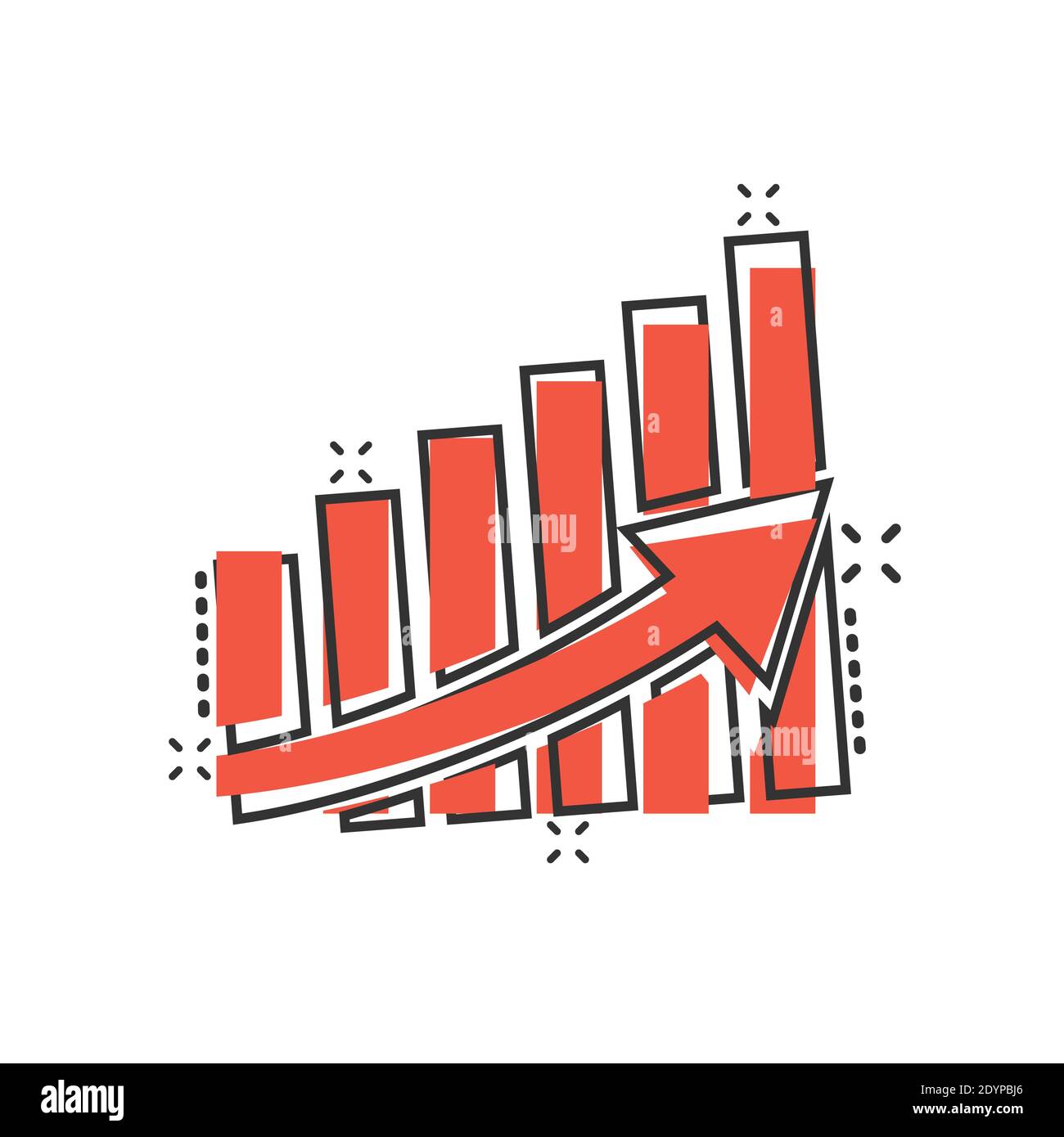 Growth arrow icon in comic style. Revenue cartoon vector illustration ...