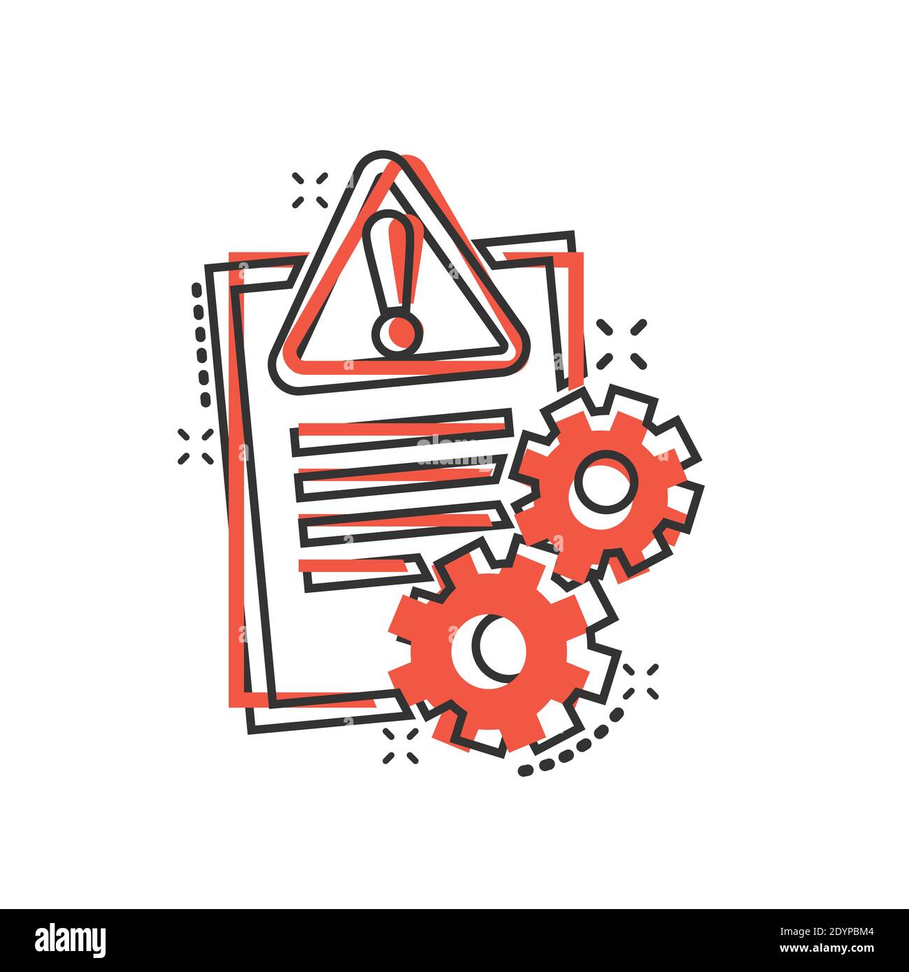 Document error icon in comic style. Broken report cartoon vector ...