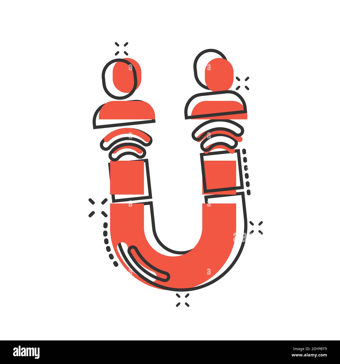 Lead conversion icon in comic style. Attract cartoon vector illustration on white isolated ...