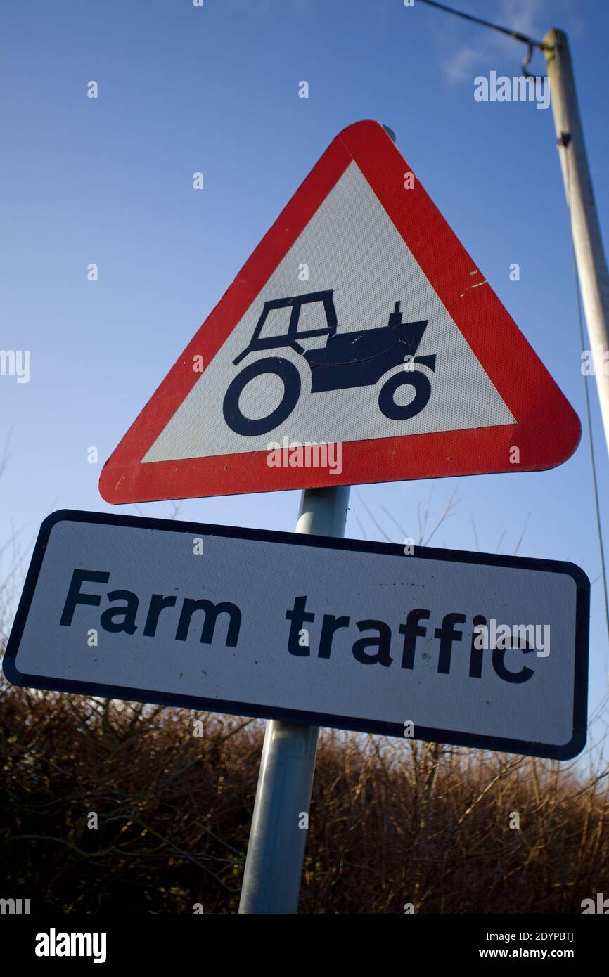 Farm traffic sign, England Stock Photo - Alamy