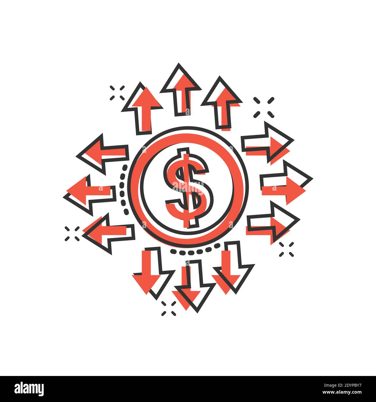 Growth arrow icon in comic style. Revenue cartoon vector illustration ...