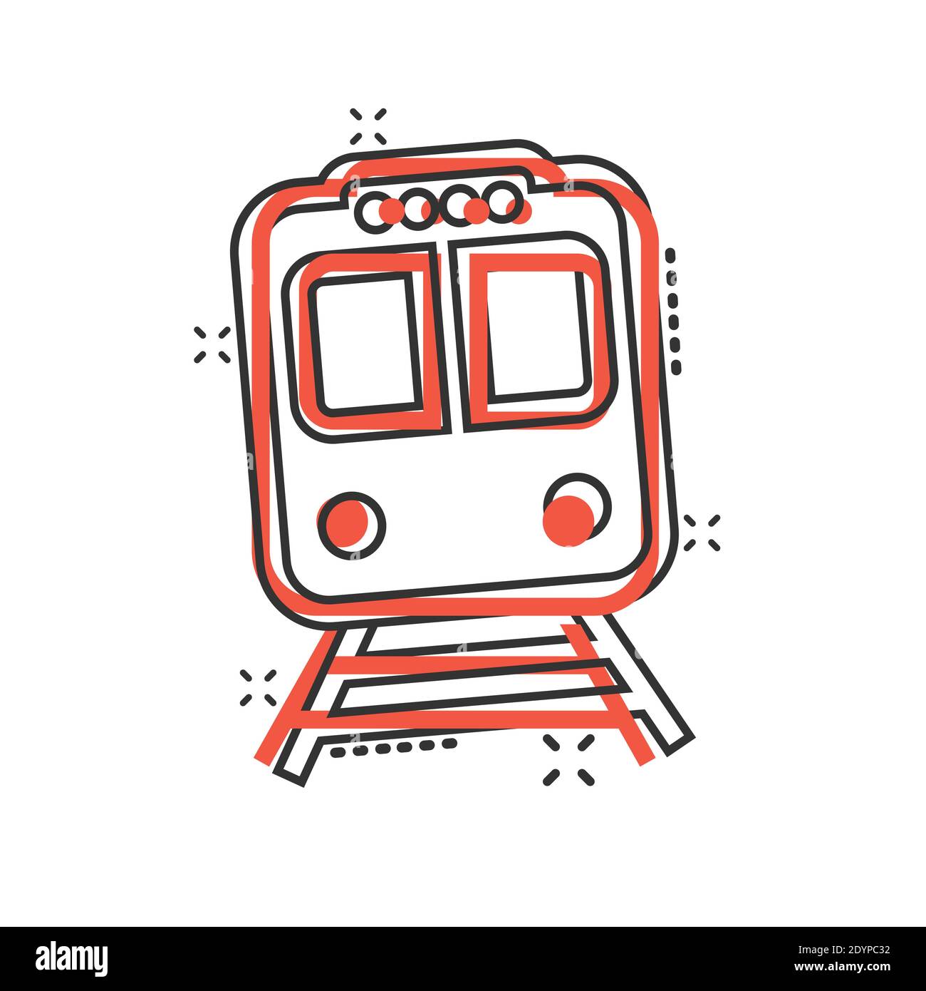 Metro icon in comic style. Train subway cartoon vector illustration on ...