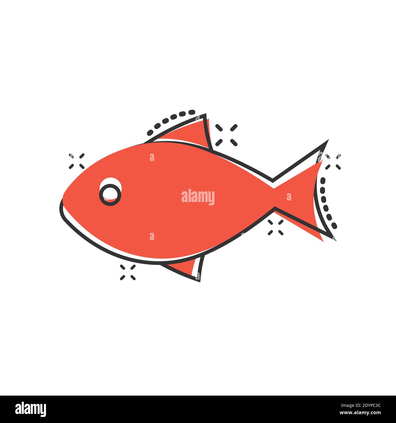 Fish icon in comic style. Seafood cartoon vector illustration on white ...