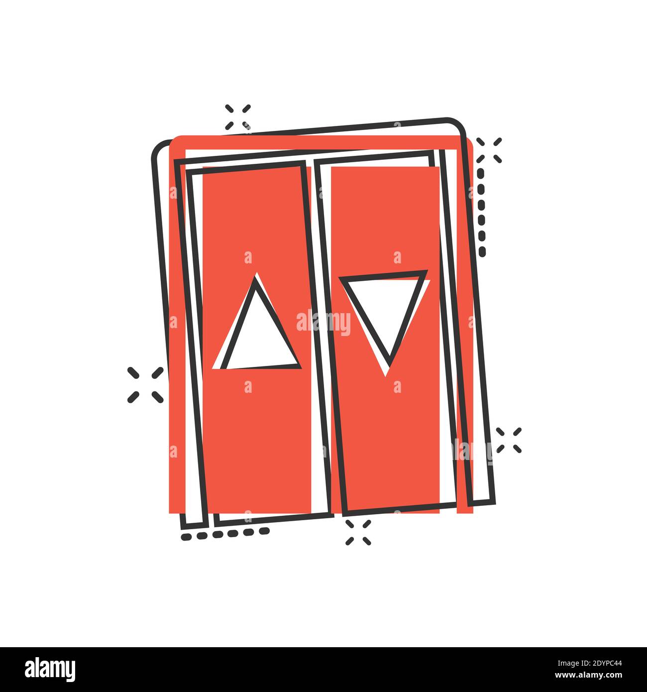 Elevator icon in comic style. Lift cartoon vector illustration on white ...