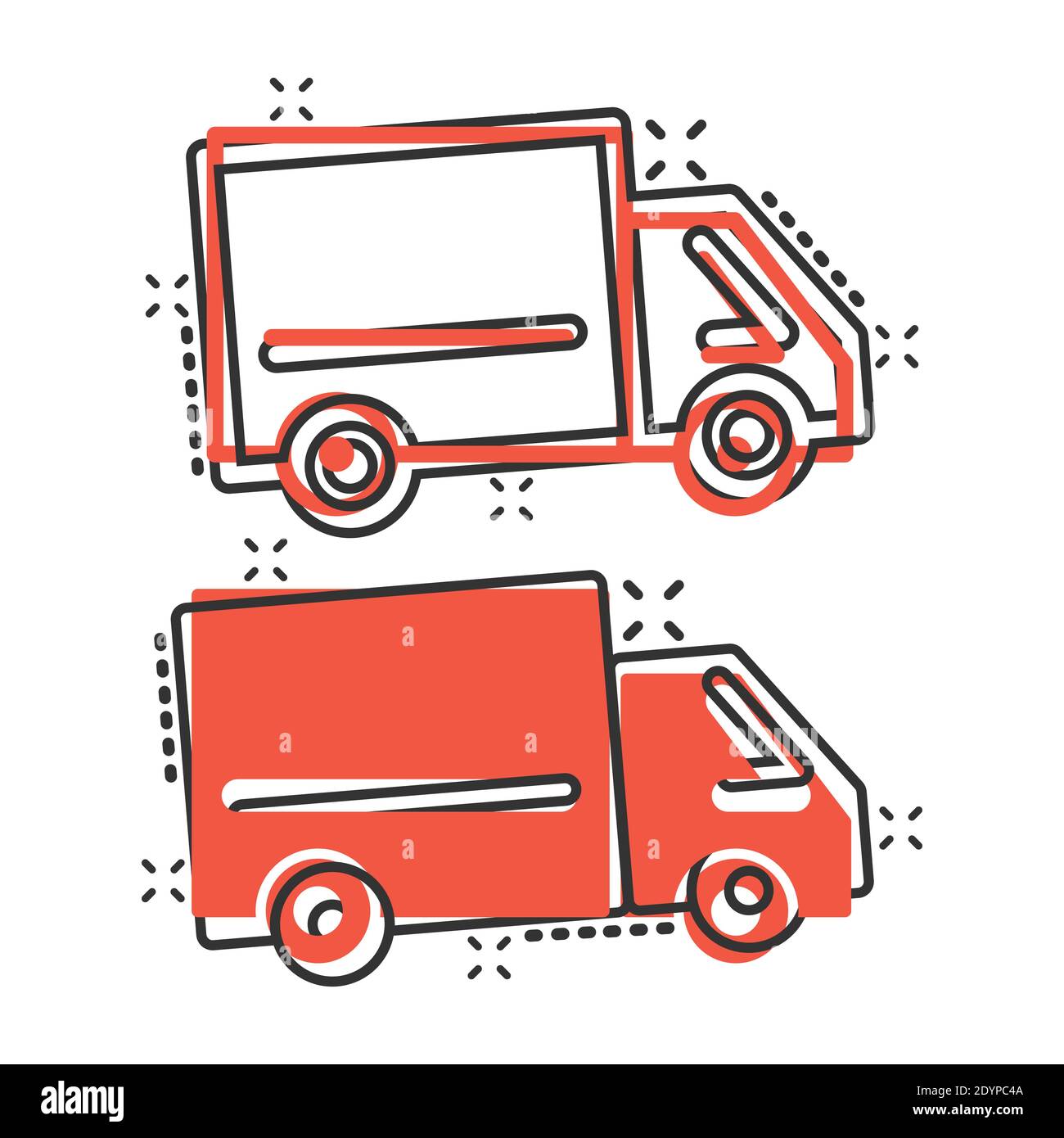 Truck icon in comic style. Auto delivery cartoon vector illustration on ...