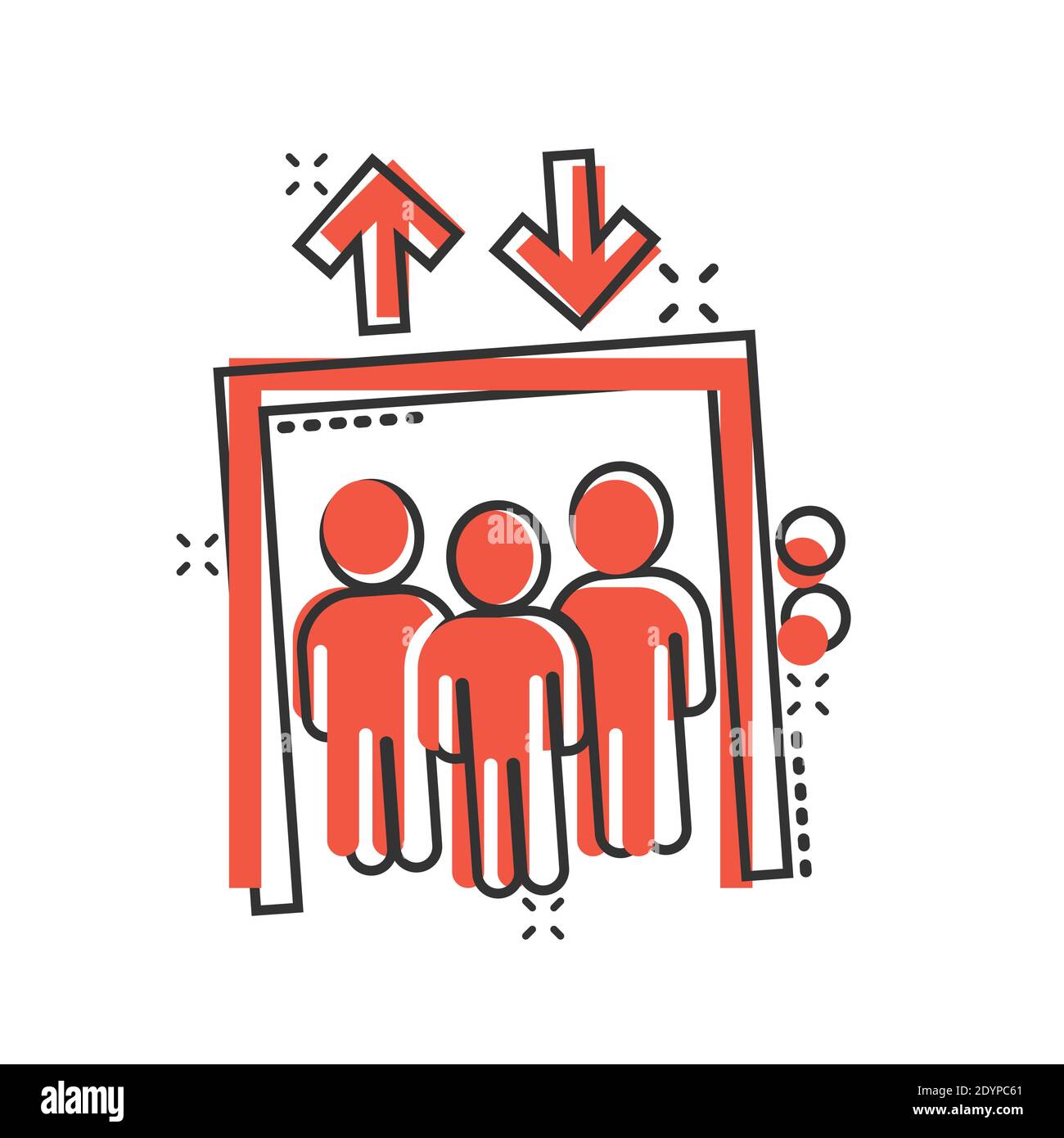 Elevator icon in comic style. Lift cartoon vector illustration on white ...