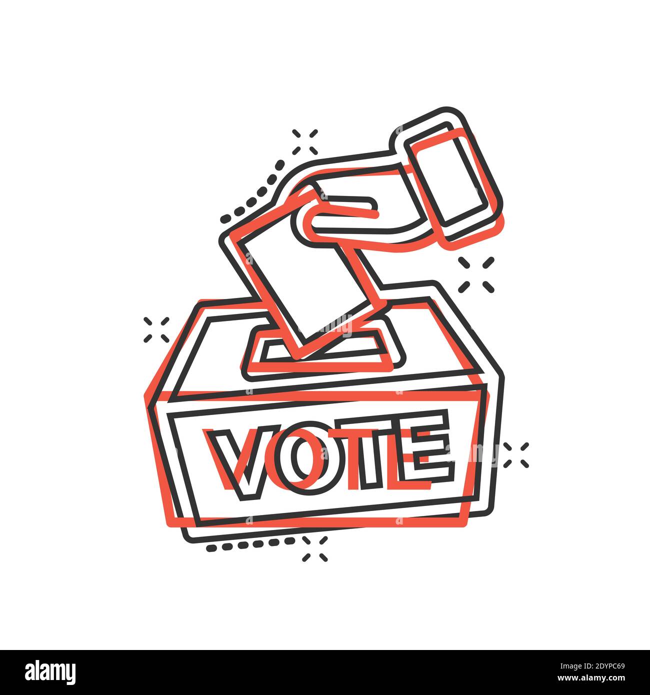 Vote icon in comic style. Ballot box cartoon vector illustration on ...
