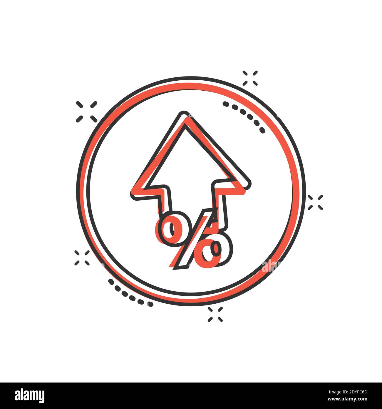 Growth arrow icon in comic style. Revenue cartoon vector illustration ...