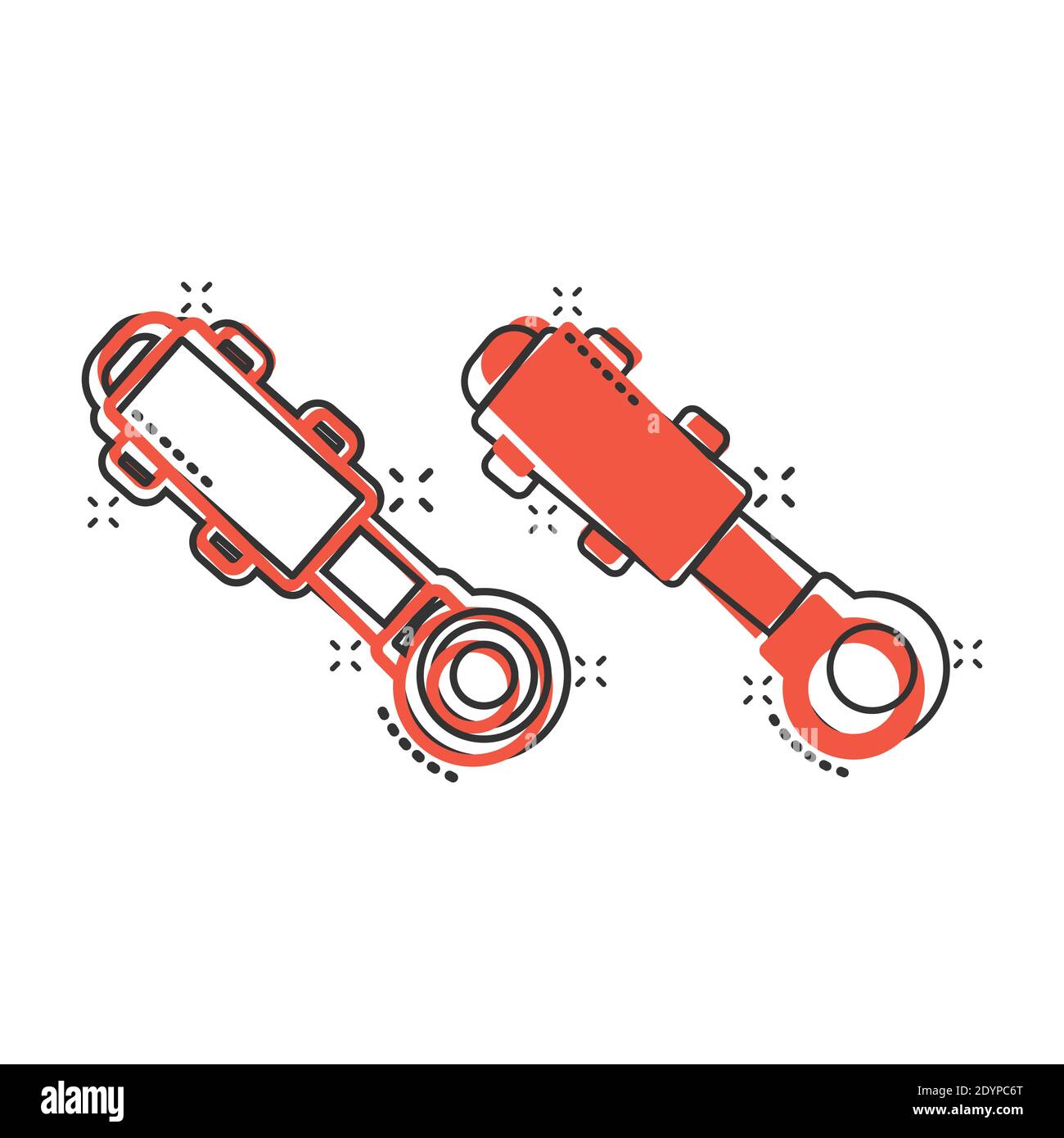 Hydraulic icon in comic style. Cylinder cartoon vector illustration on ...