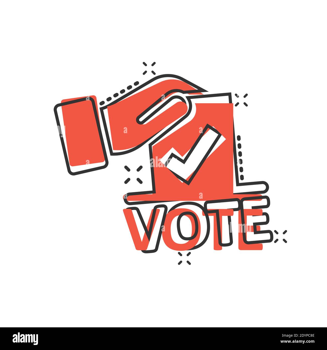 Vote icon in comic style. Ballot box cartoon vector illustration on ...