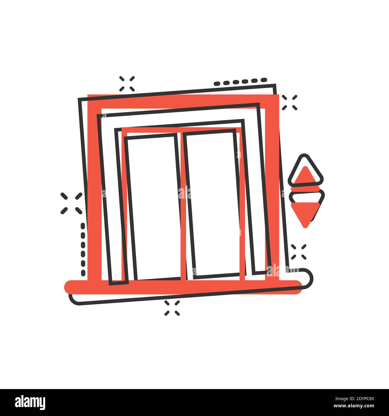 Elevator icon in comic style. Lift cartoon vector illustration on white ...