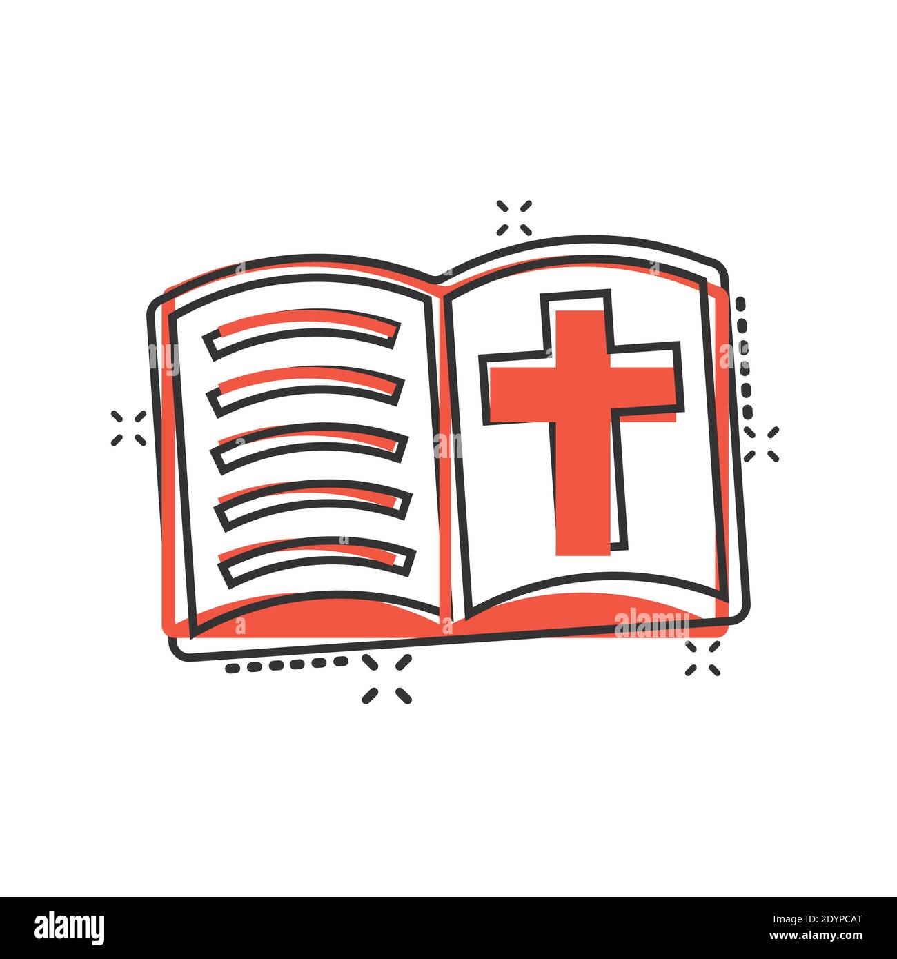 Bible book icon in comic style. Church faith cartoon vector ...