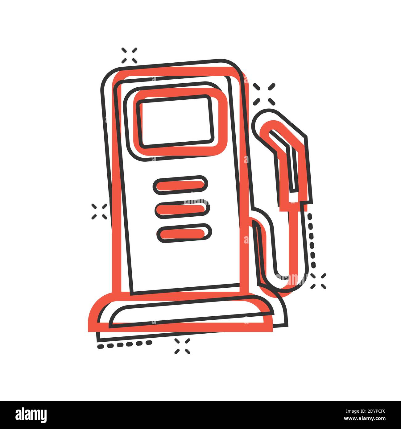 Fuel pump icon in comic style. Gas station cartoon sign vector ...