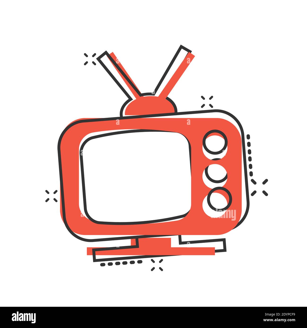 Tv icon in comic style. Television cartoon sign vector illustration on ...