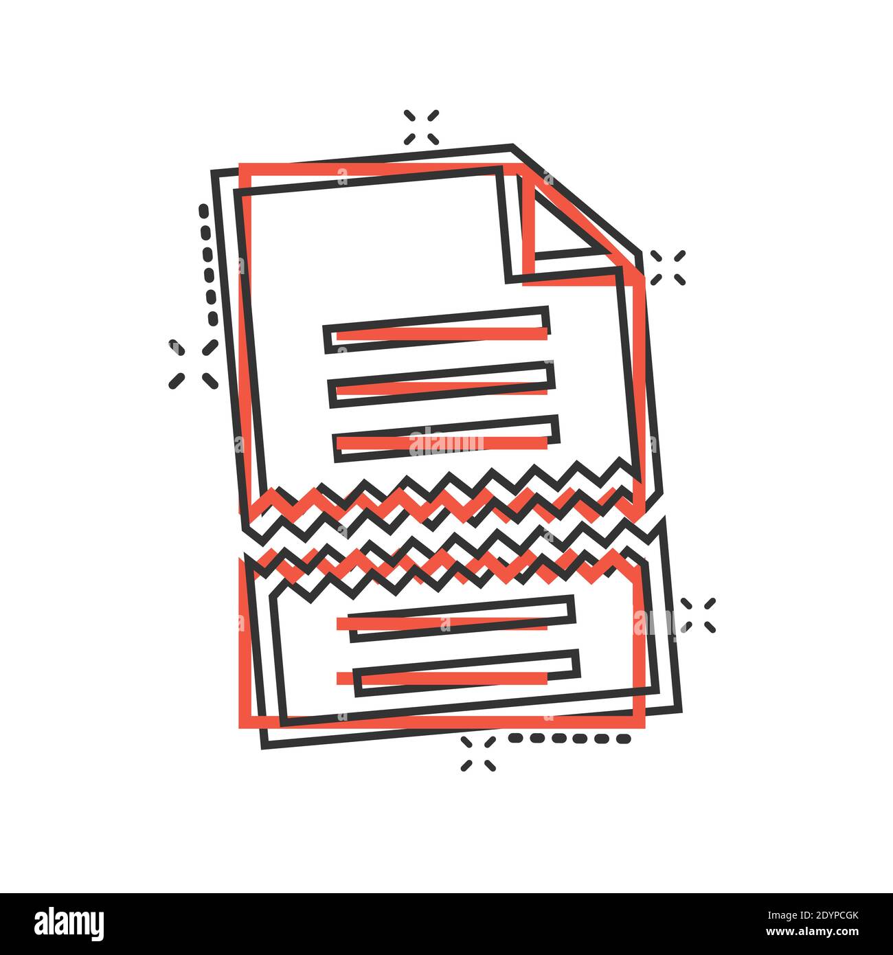 Document error icon in comic style. Broken report cartoon vector ...