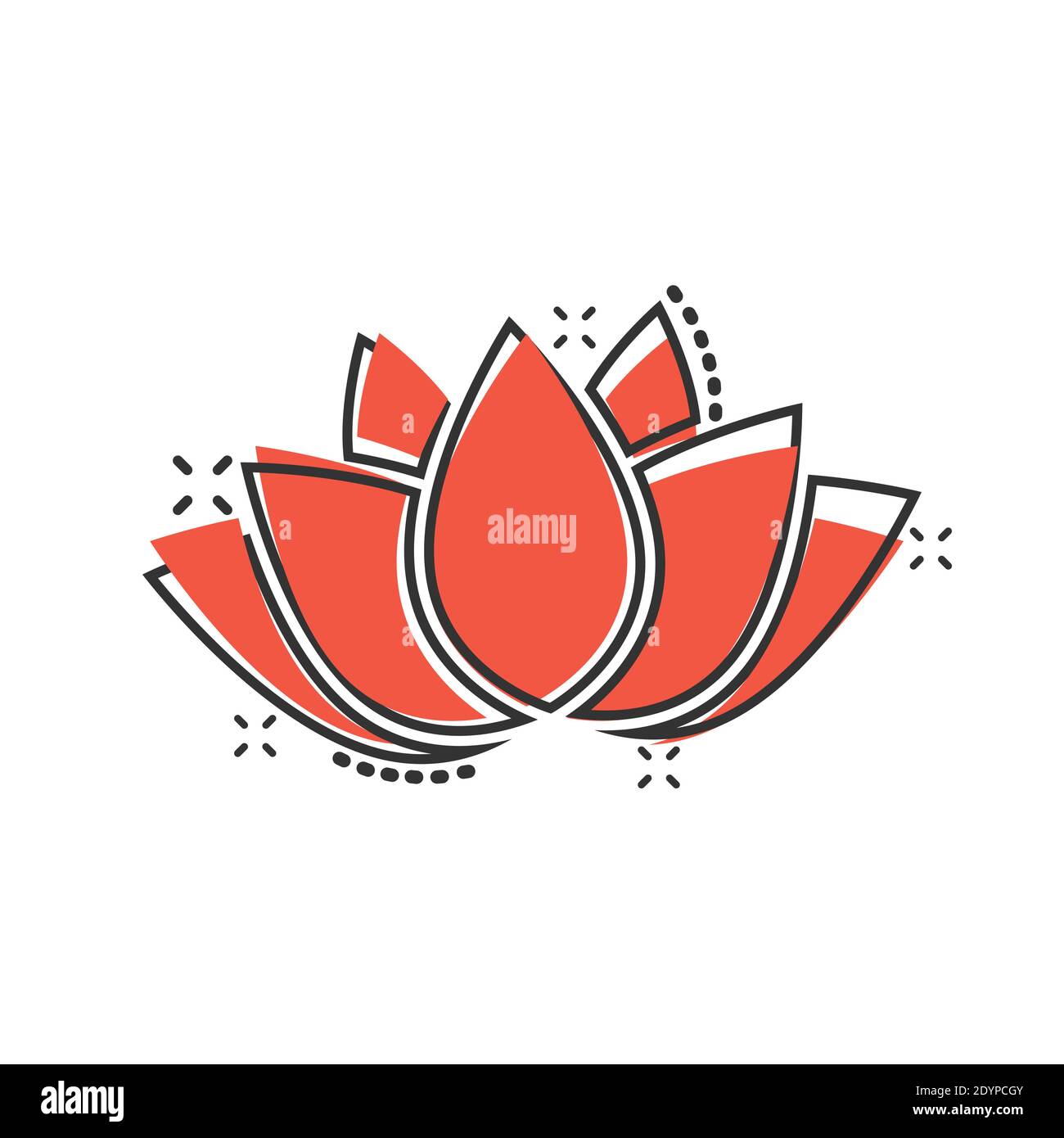 Lotus icon in comic style. Flower leaf cartoon vector illustration on ...