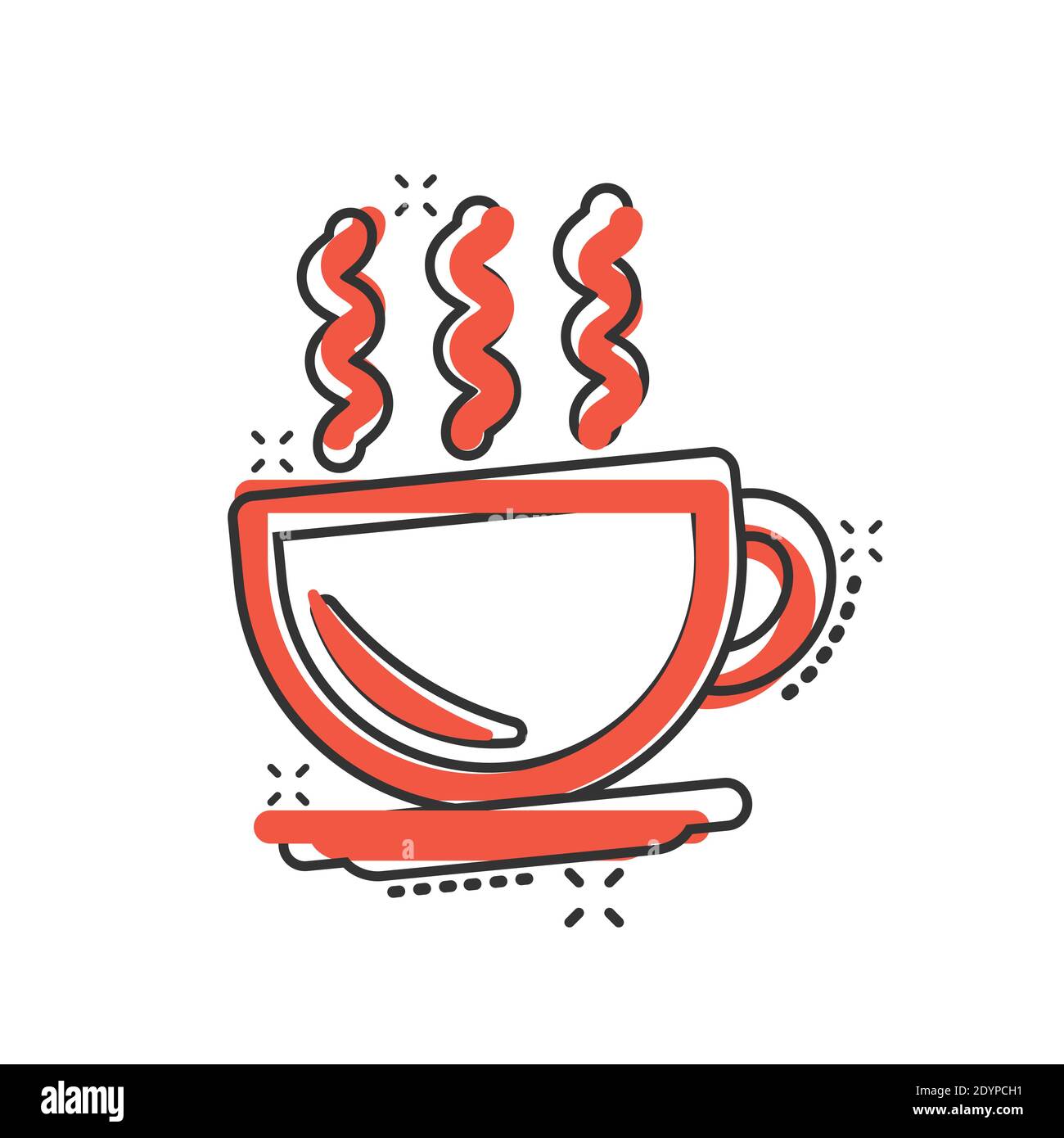 Coffee cup icon in comic style. Hot tea cartoon vector illustration on ...