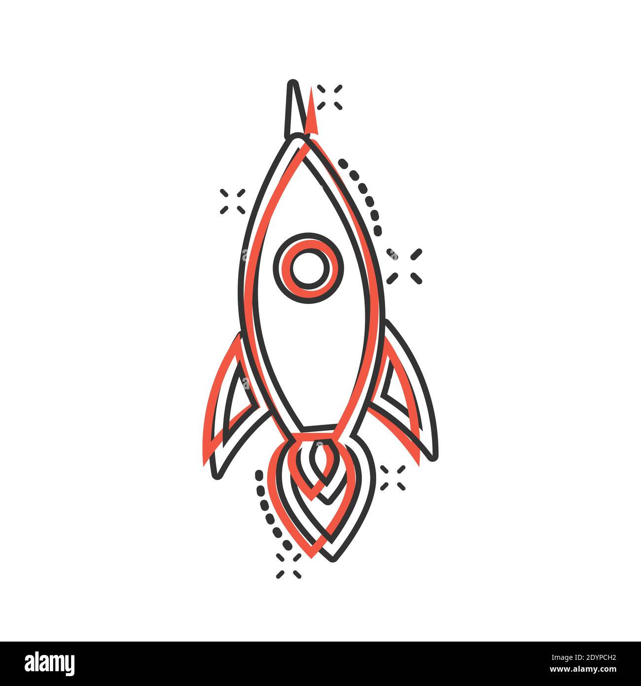 Rocket icon in comic style. Spaceship launch cartoon vector ...