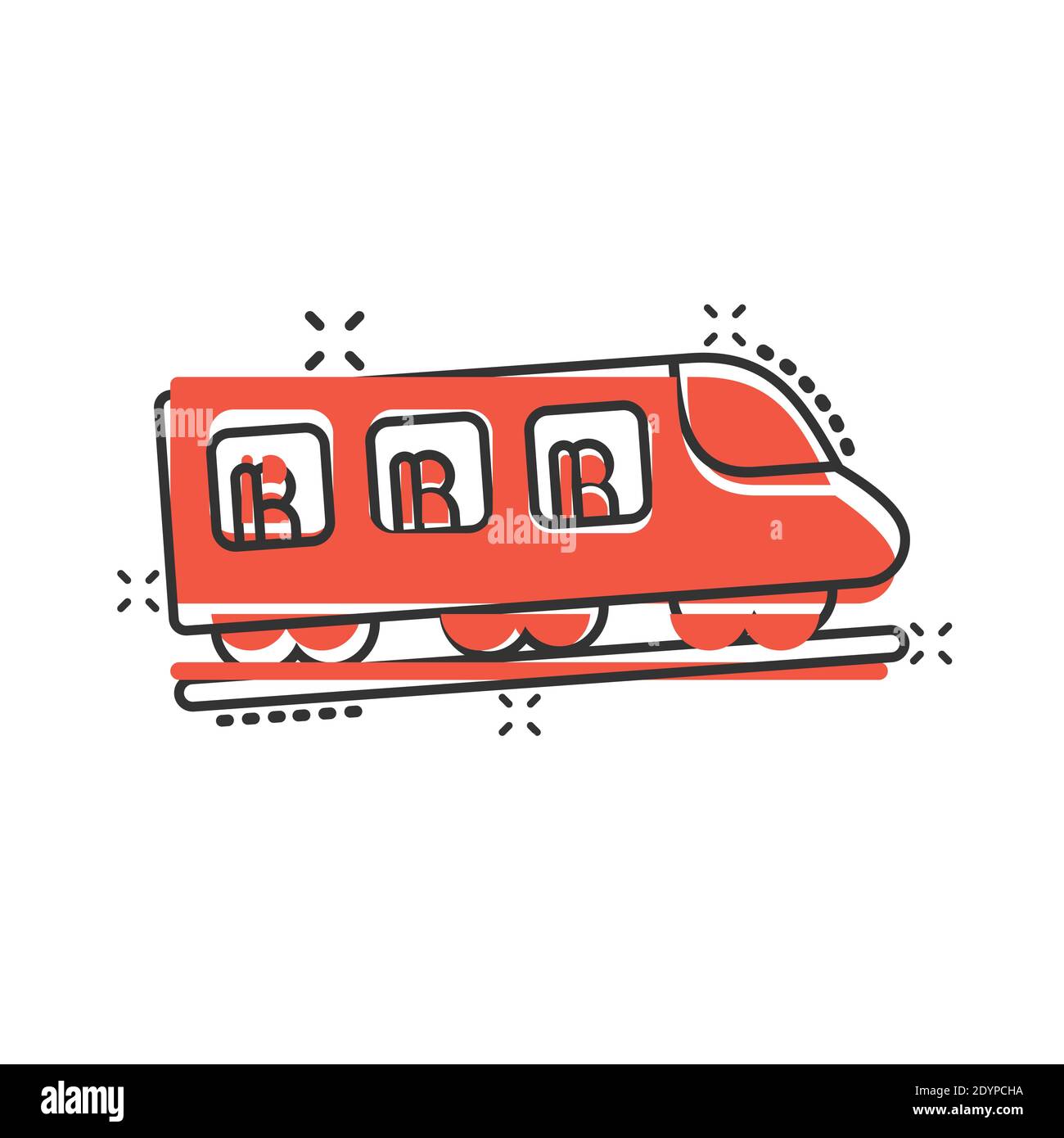 Metro icon in comic style. Train subway cartoon vector illustration on ...