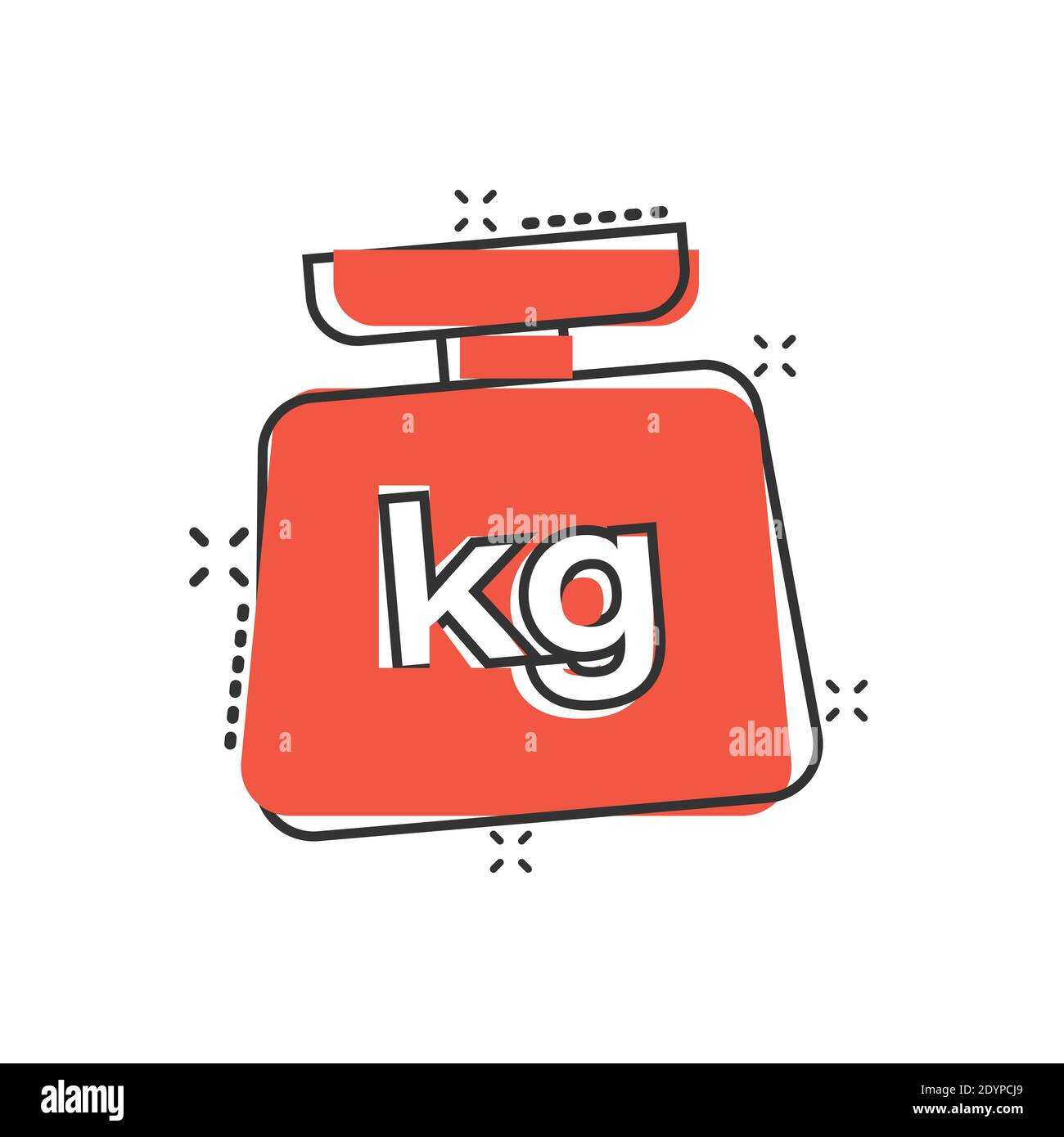 Scale icon in comic style. Kilogram dumbbell cartoon vector ...