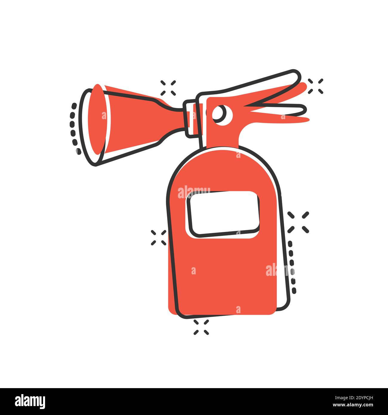 Extinguisher icon in comic style. Fire protection cartoon vector ...